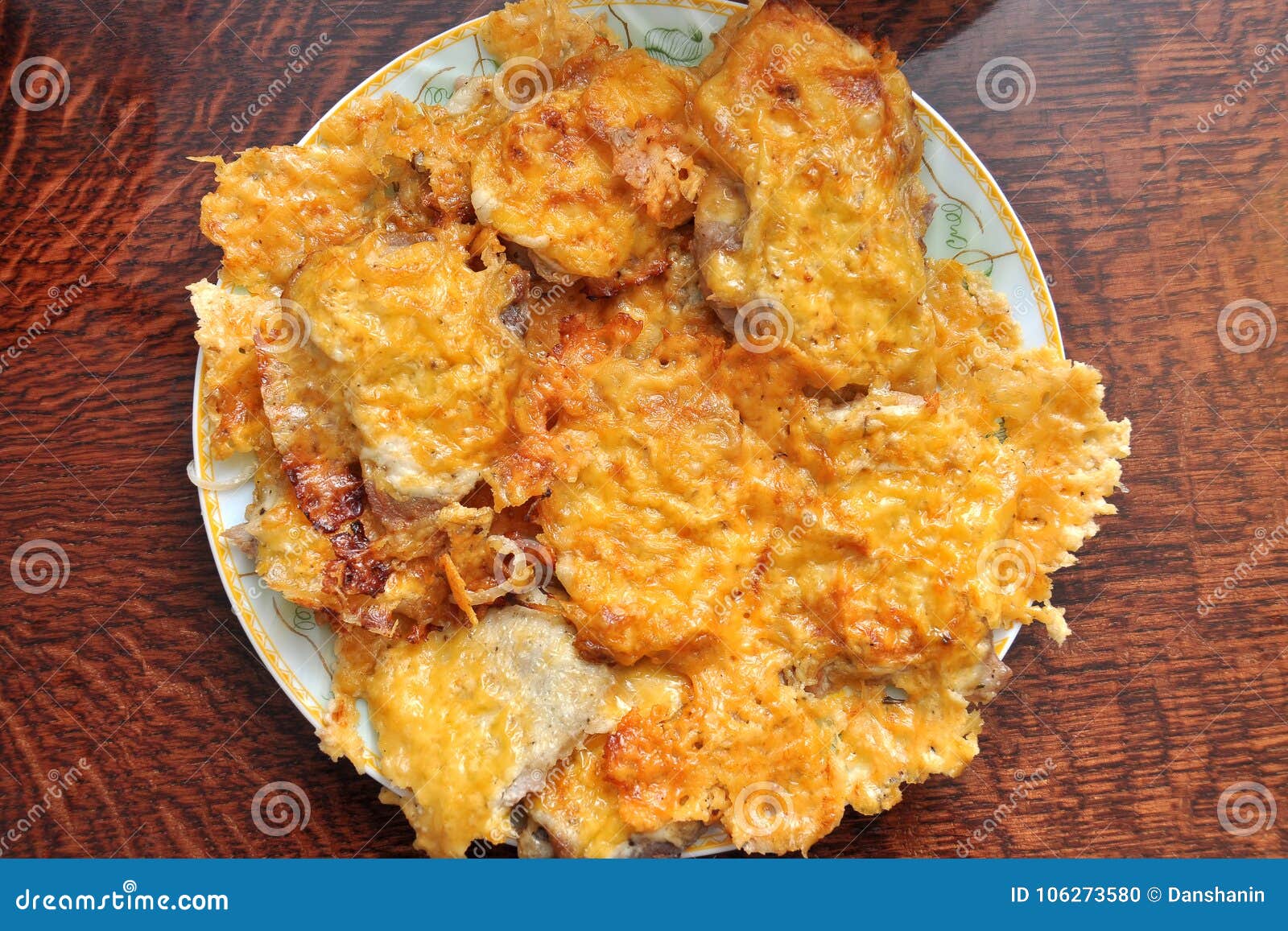 Fried Pork Chops on a Plate. Final of Process of Cooking Stock Photo ...