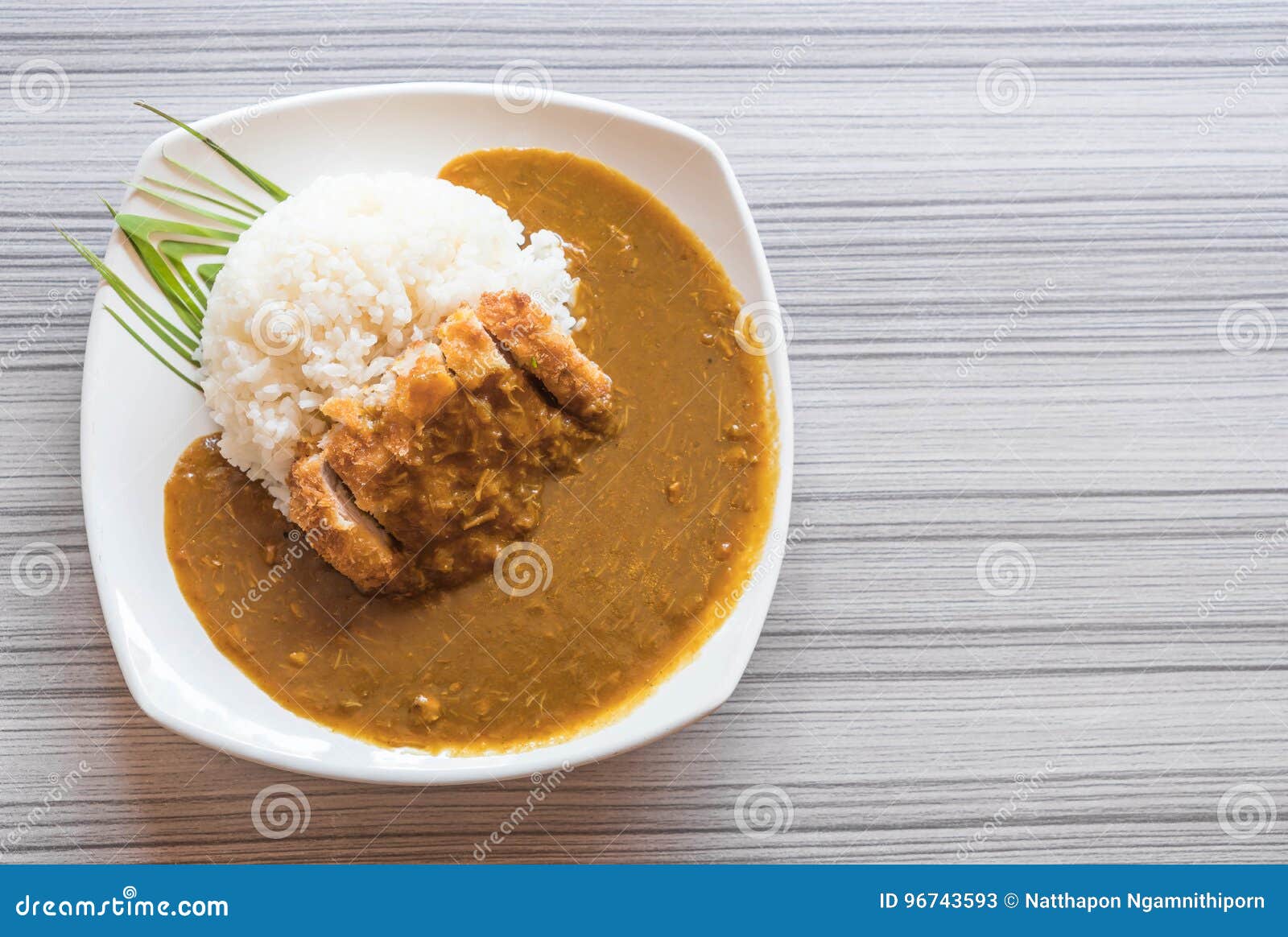 Fried pork with curry rice stock image. Image of asia - 96743593