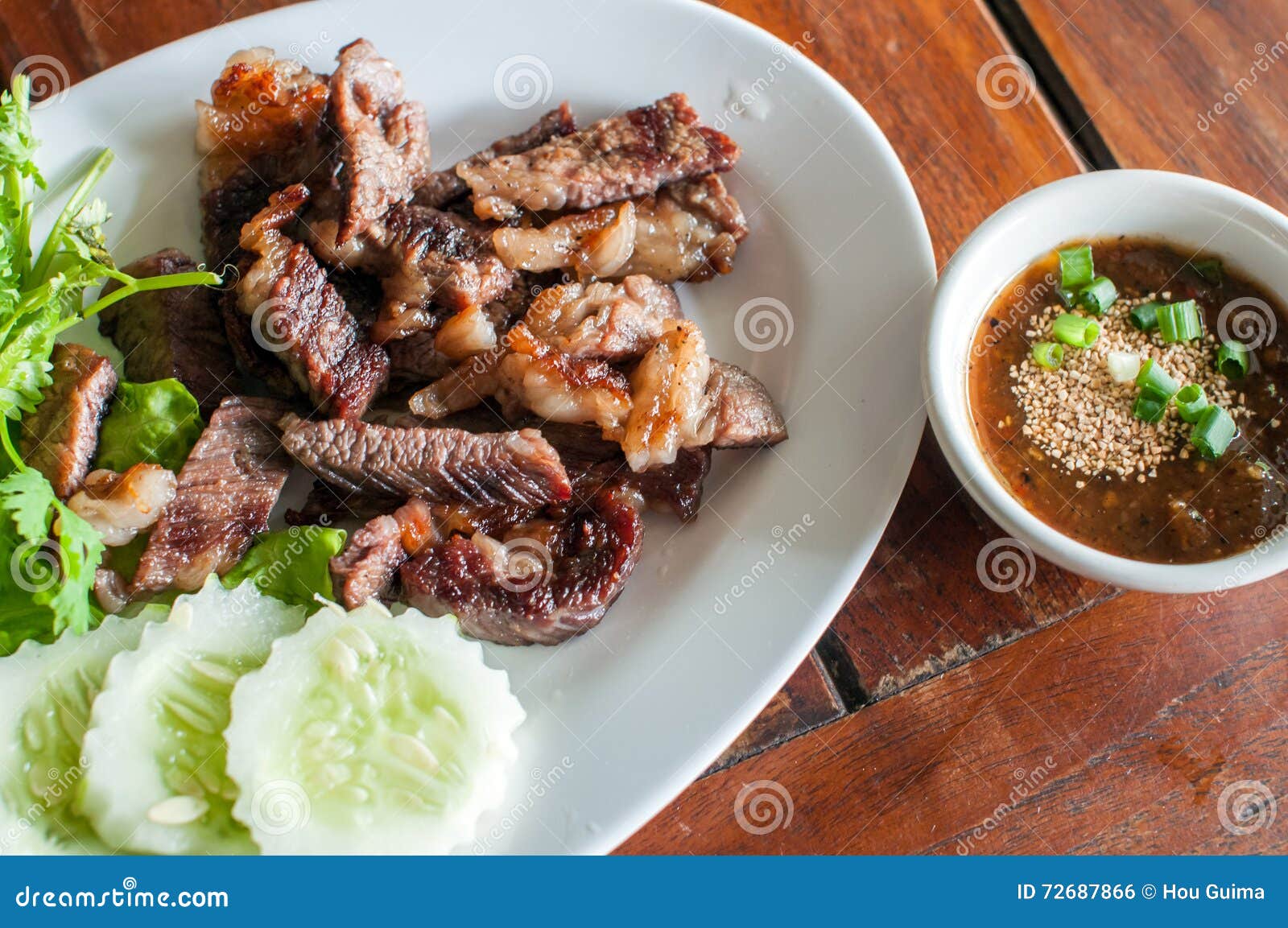 Fried pork on the plate stock photo. Image of plate, fried - 72687866