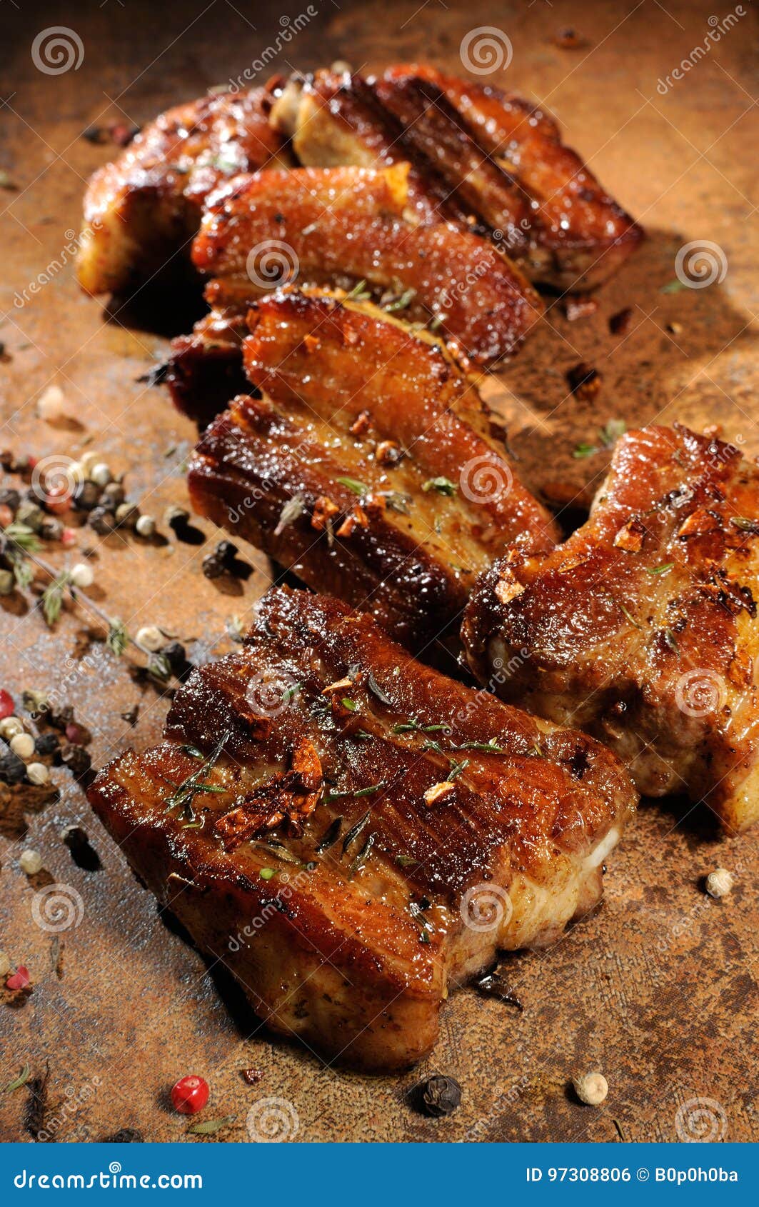 Fried pork ribs stock photo. Image of elevenses, dinner - 97308806