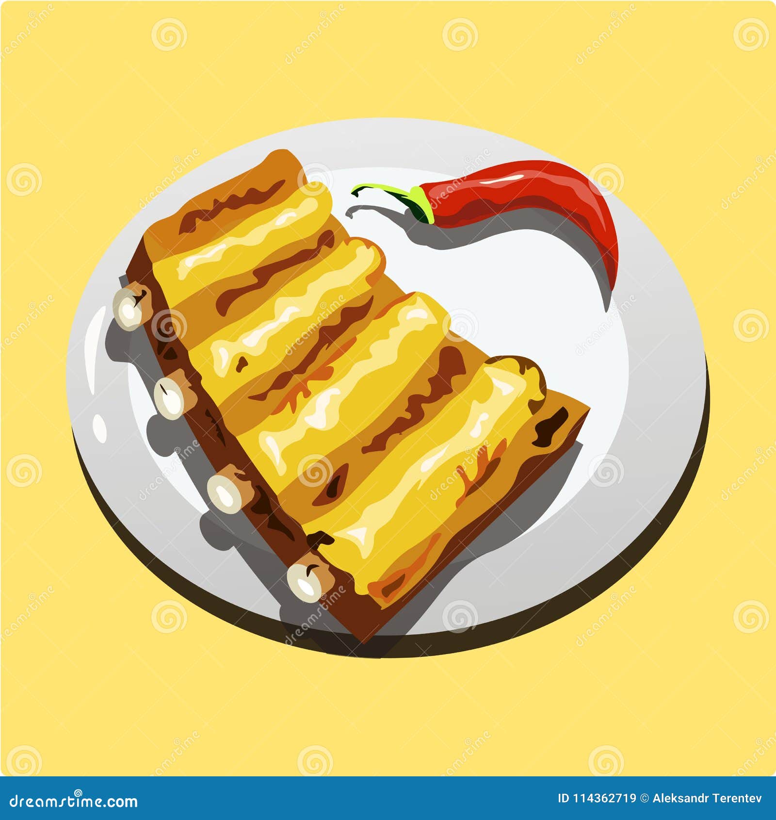 Pork Ribs Isolated On White Background Cartoon Vector | CartoonDealer ...