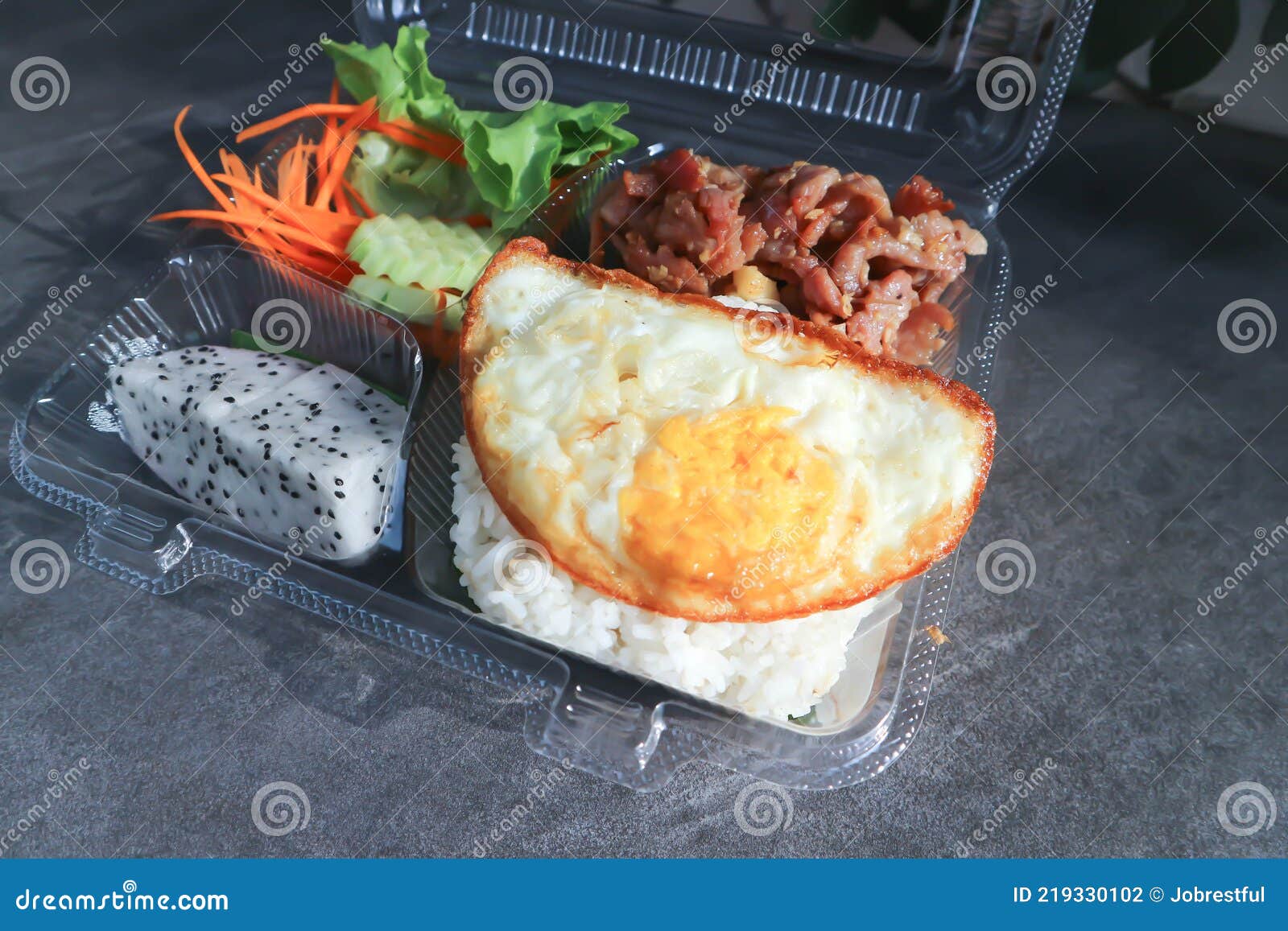 Fried Pork or Stir Fried Pork with Fruit and Rice Stock Photo - Image ...