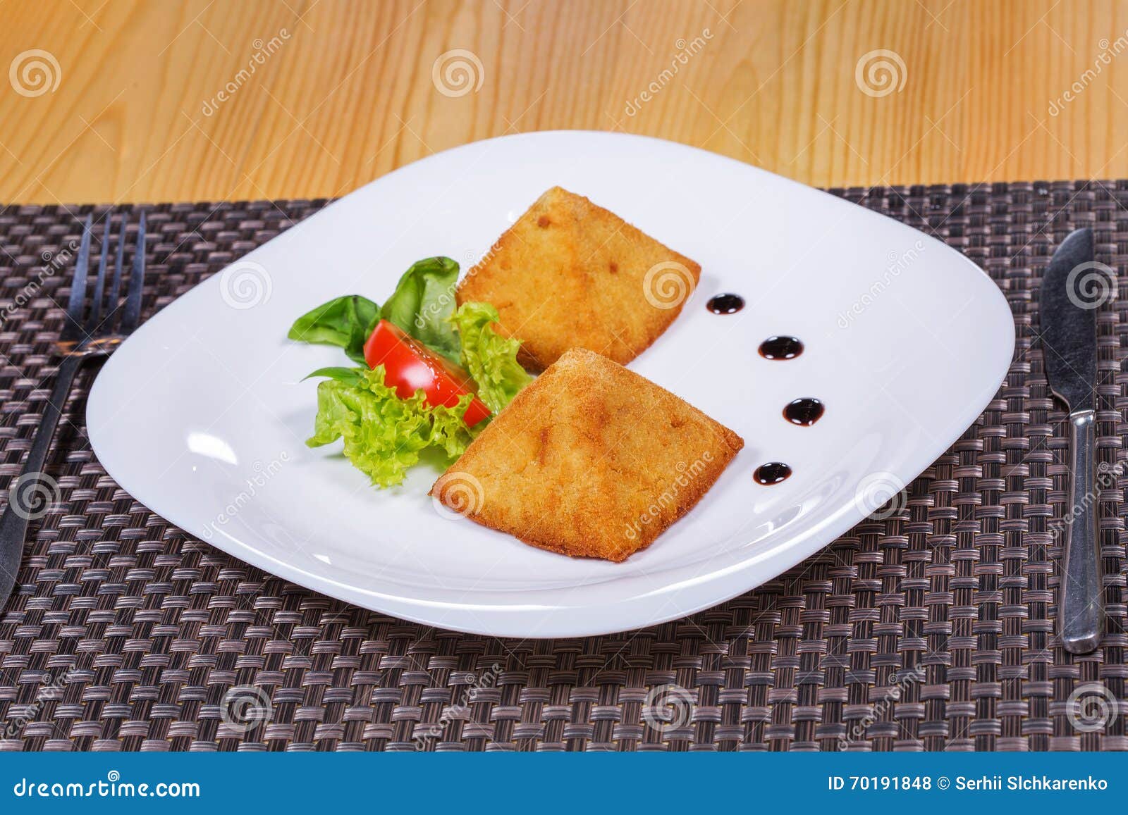 Fried Potato Samosa in the Form of Pyramids with Herbs Stock Photo ...