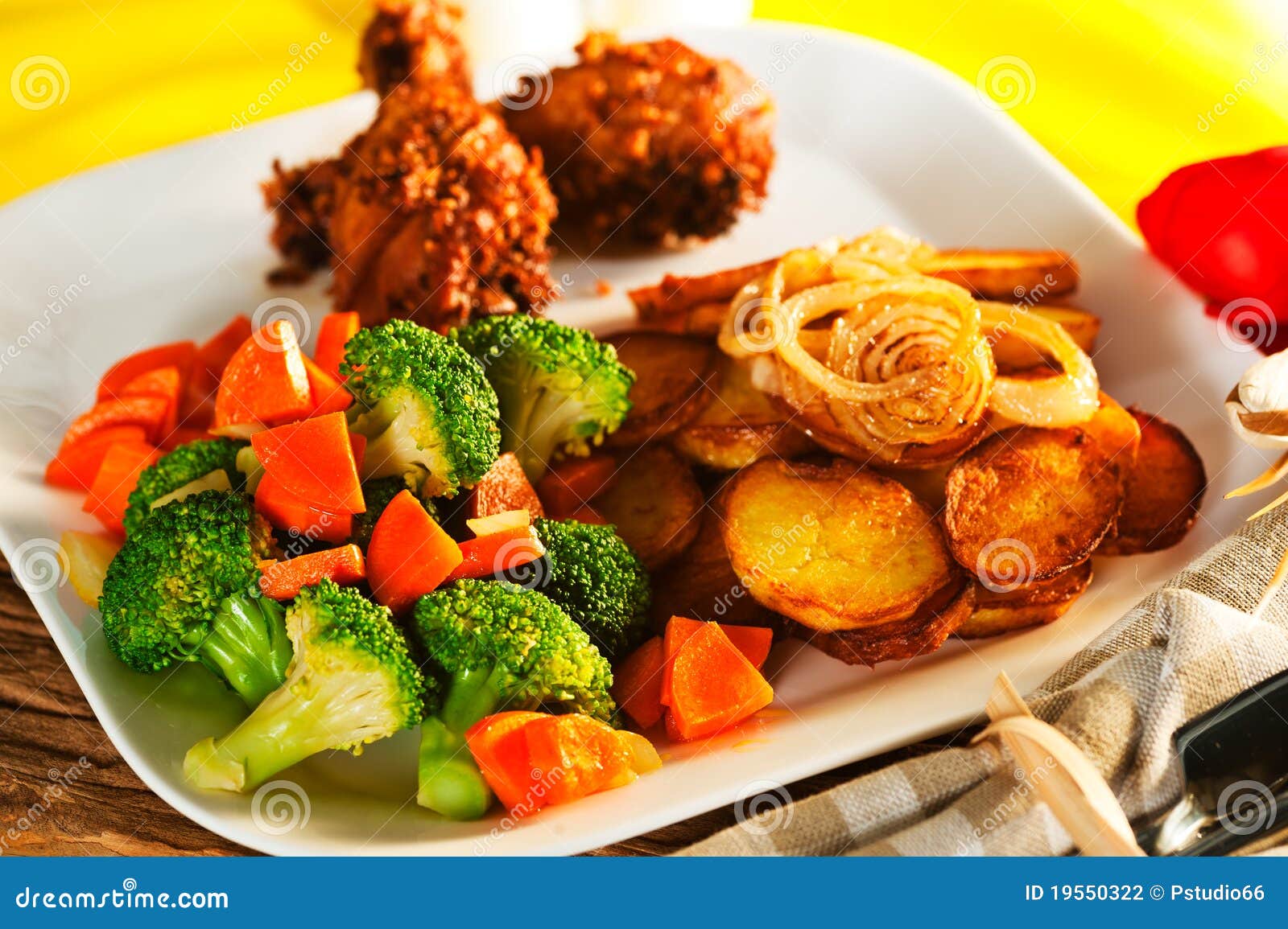 Fried Potatoes with Vegetables and Chicken Stock Photo - Image of fresh ...