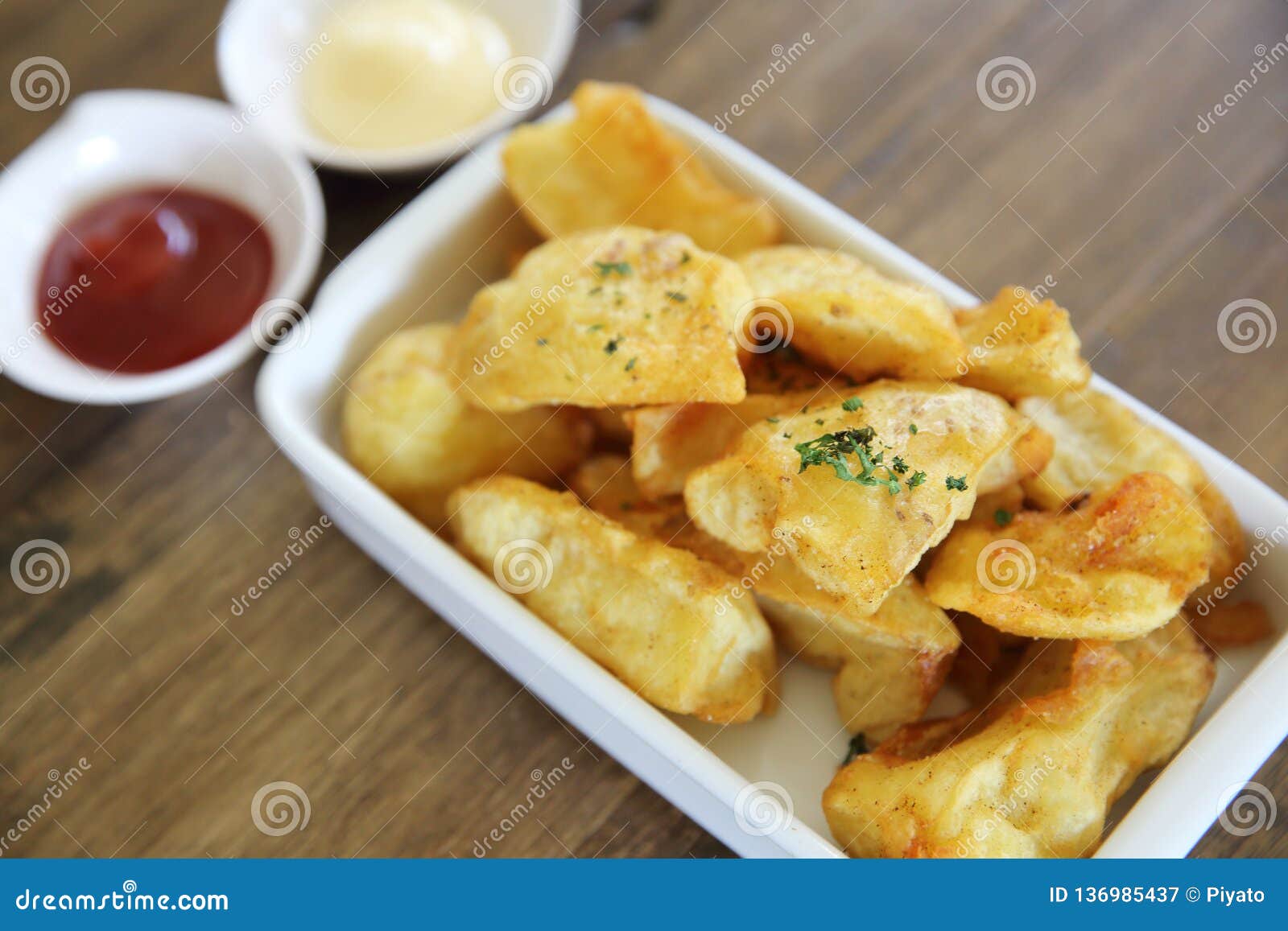 Fried Potatoes on Wooden Table Stock Image - Image of skillet, food ...