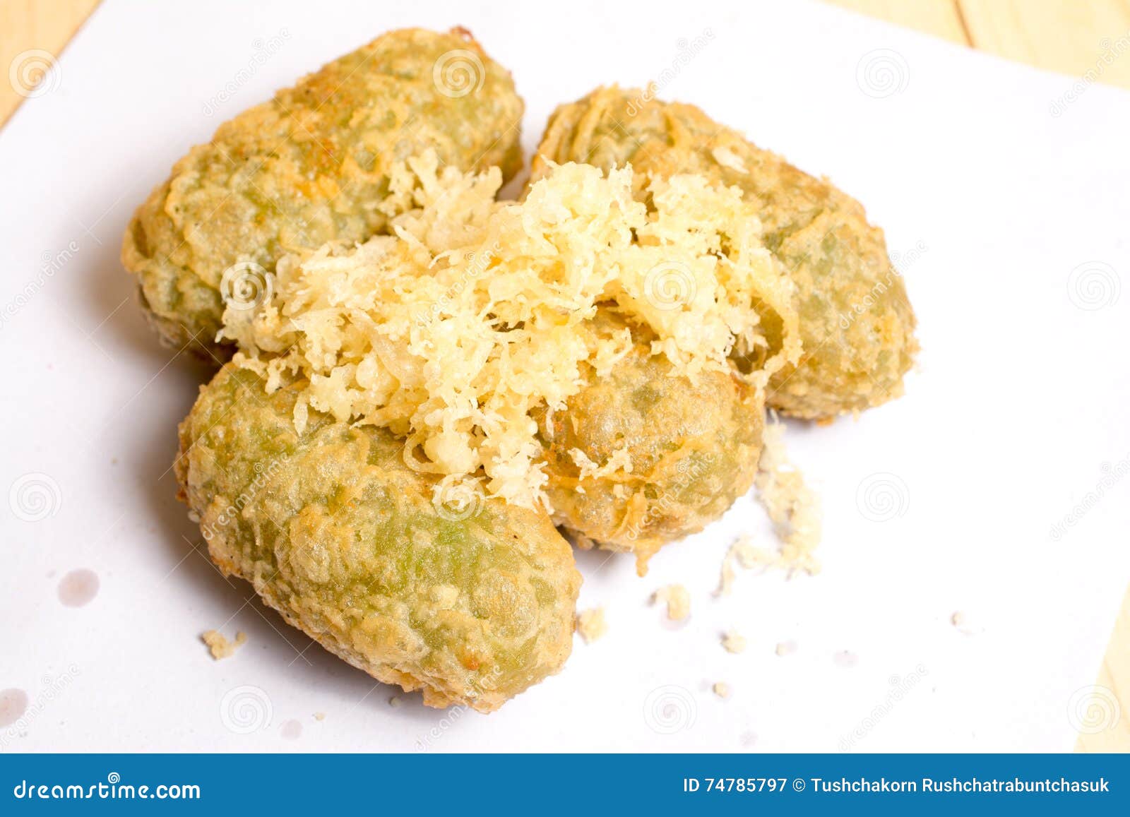 Fried Pounded Unripe Rice Wrap Banana Inside Stock Image - Image of ...