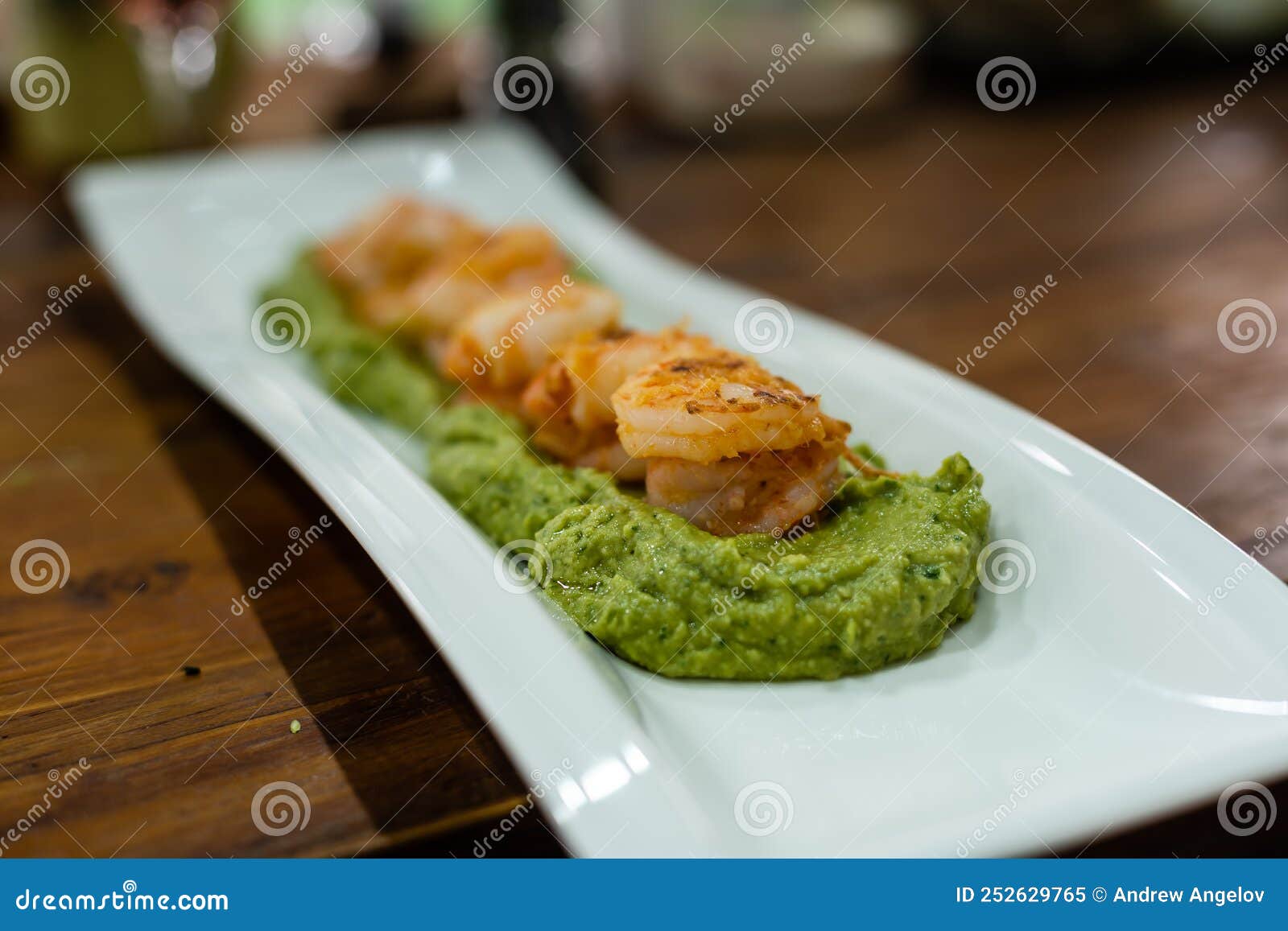 Fried Prawns on Sweet Potato Puree. Stock Image - Image of gourmet ...