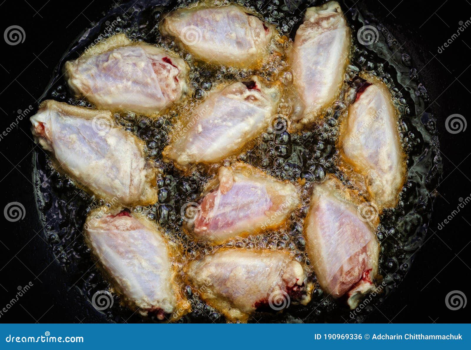 Fried Raw Chicken in a Pan Full of Oil Stock Photo - Image of ...