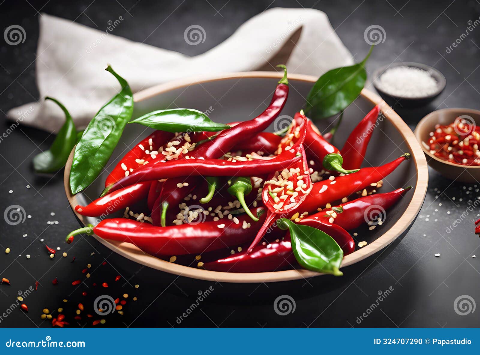 Fried Red Chilli on Black Background and Fire Stock Photo - Image of ...