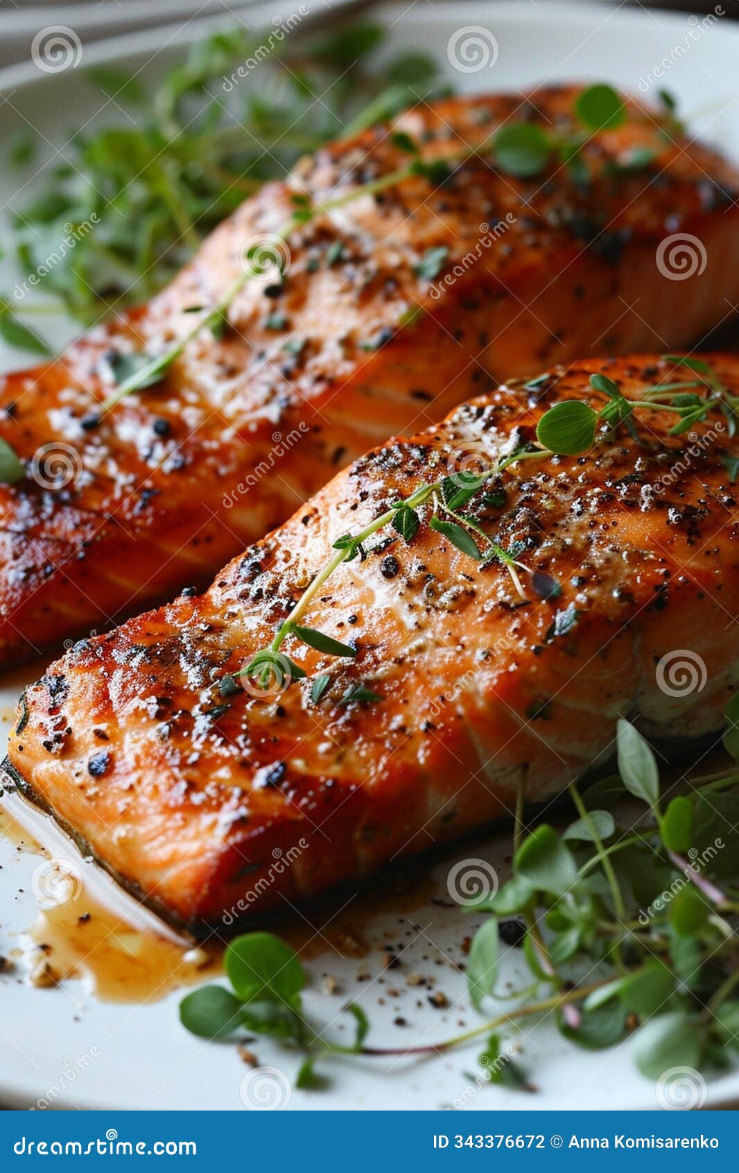 Fried Red Fish with Herbs and Lemon Stock Photo - Image of healthy ...