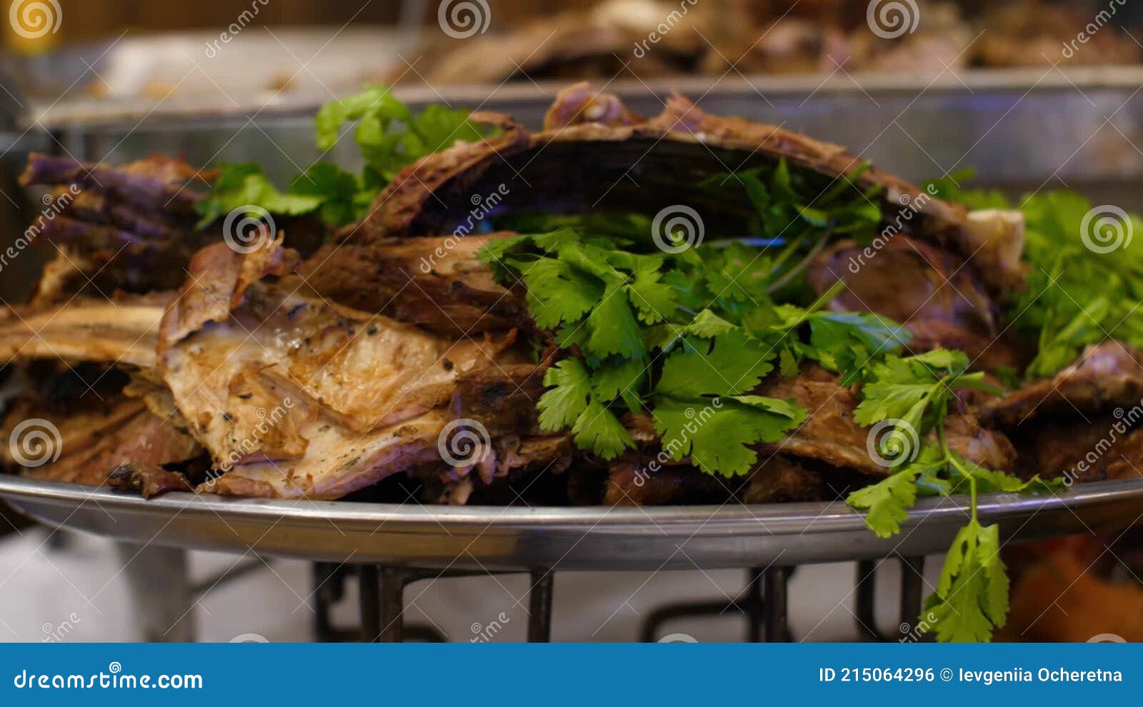 Fried ribs on plate stock footage. Video of dish, butcher - 215064296