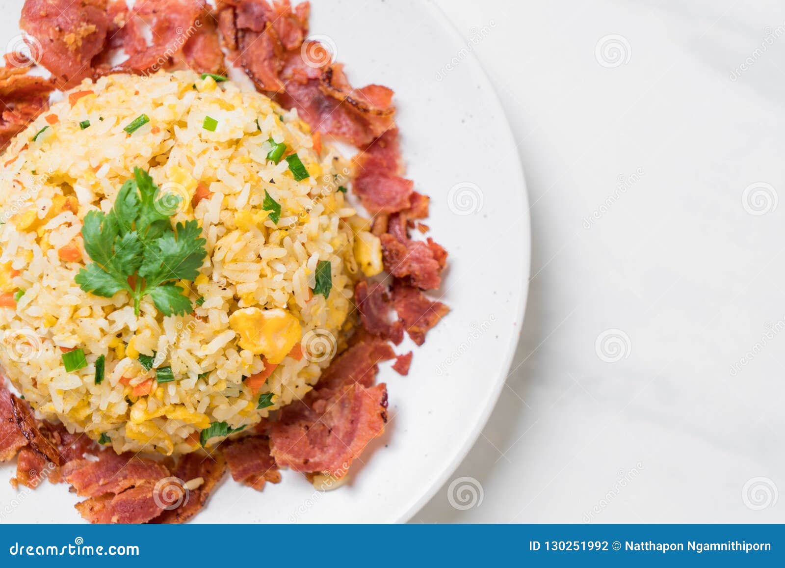 Fried rice with bacon stock photo. Image of rice, chinese - 130251992