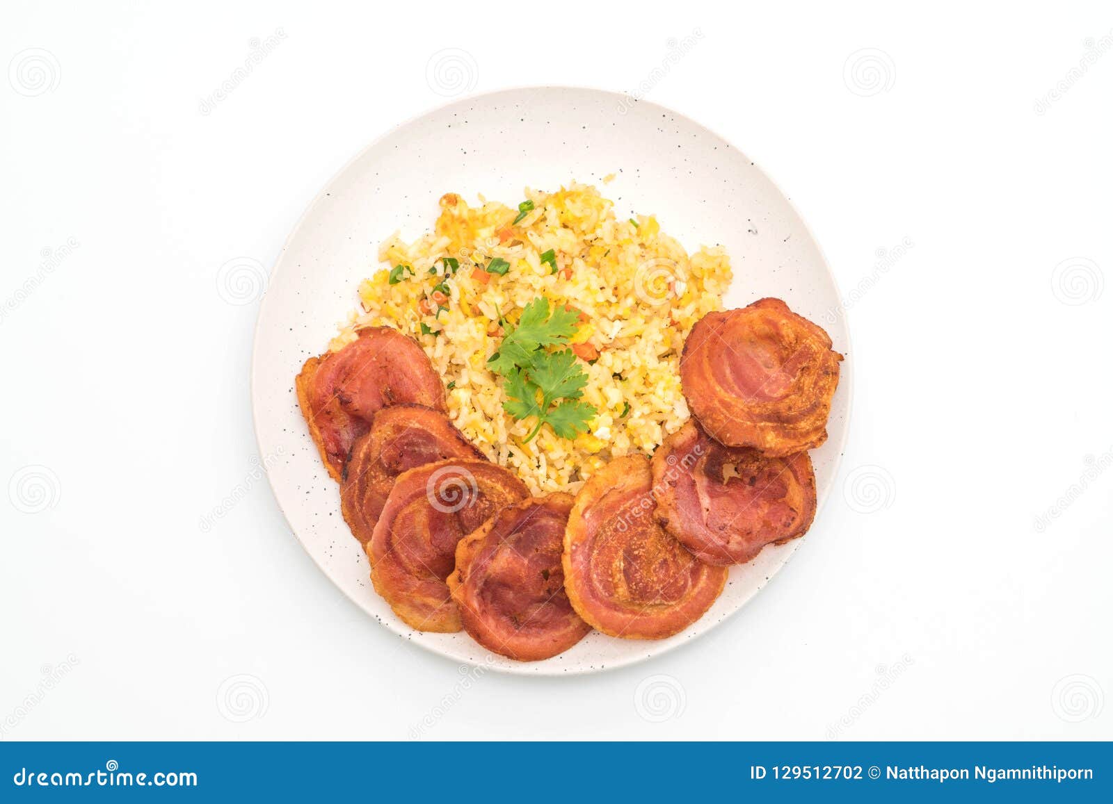 Fried rice with bacon stock photo. Image of gourmet - 129512702
