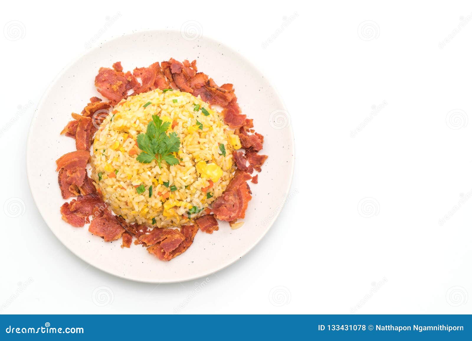 Fried rice with bacon stock photo. Image of bacon, gourmet - 133431078
