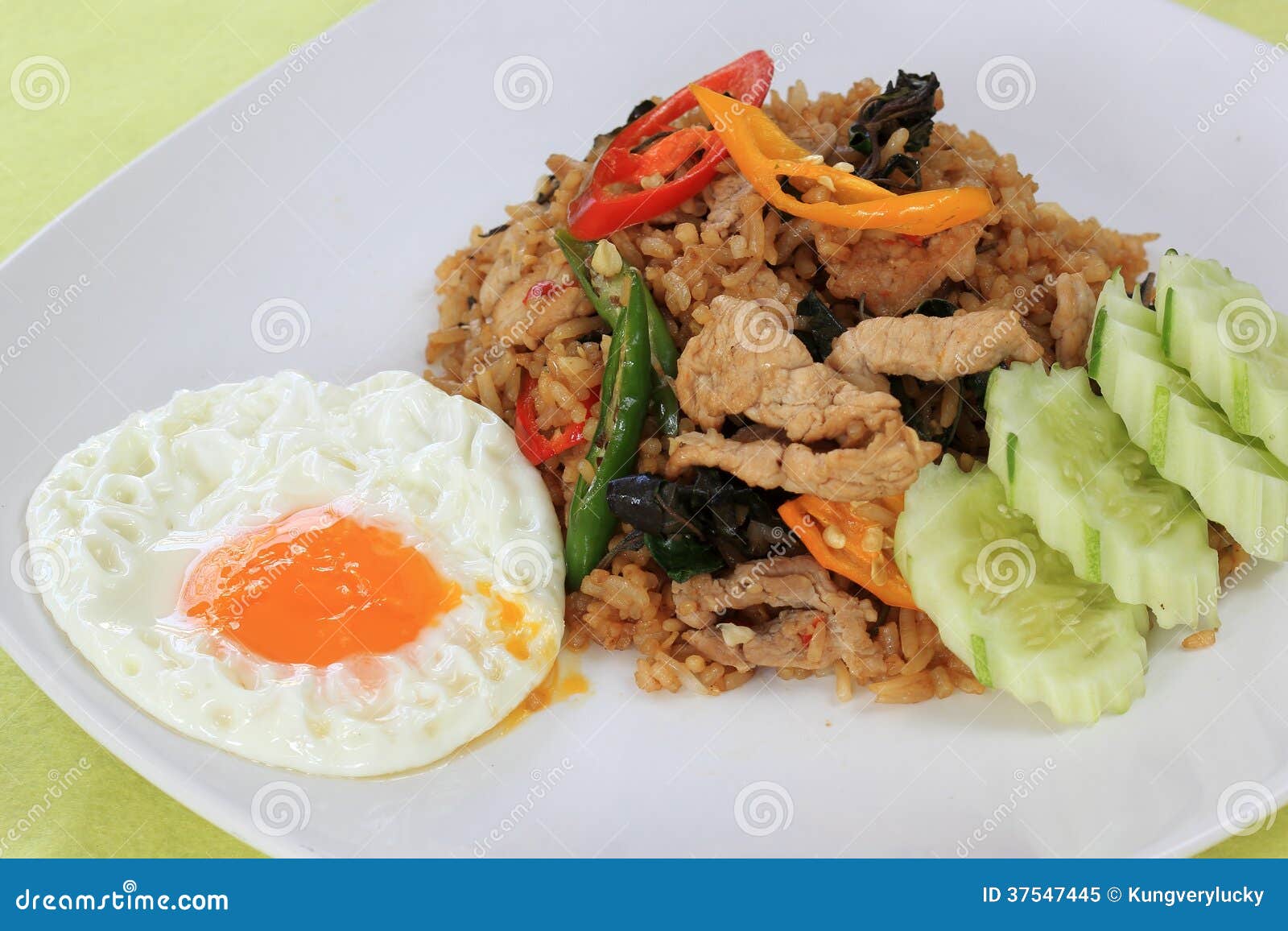 Fried Rice with Basil, Chili and Pork (Khao Pad Krapao Moo) Stock Image ...