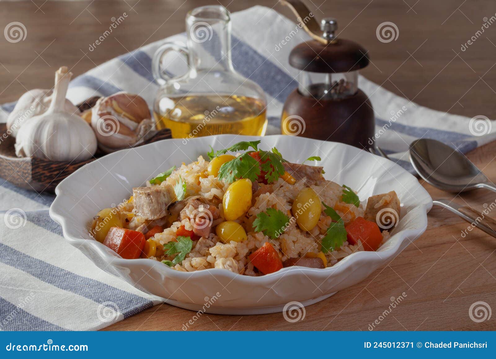 Fried Rice with Beans and Healthy Food Stock Image - Image of ...