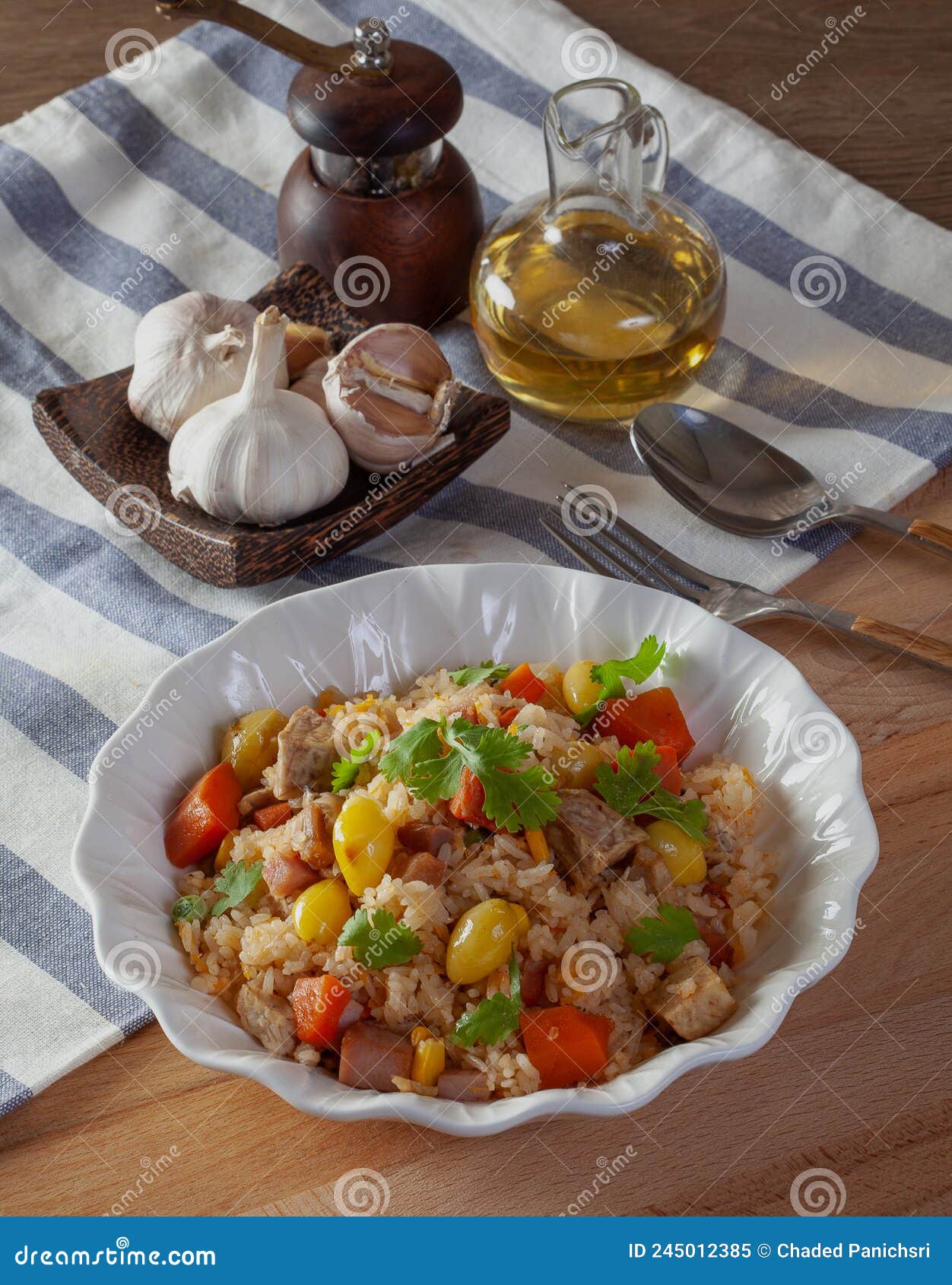 Fried Rice with Beans and Healthy Food Stock Image - Image of chicken ...