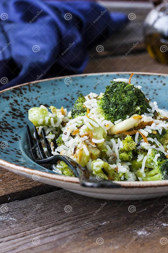 Fried Rice with Broccoli and Carrots Stock Photo - Image of chinese ...