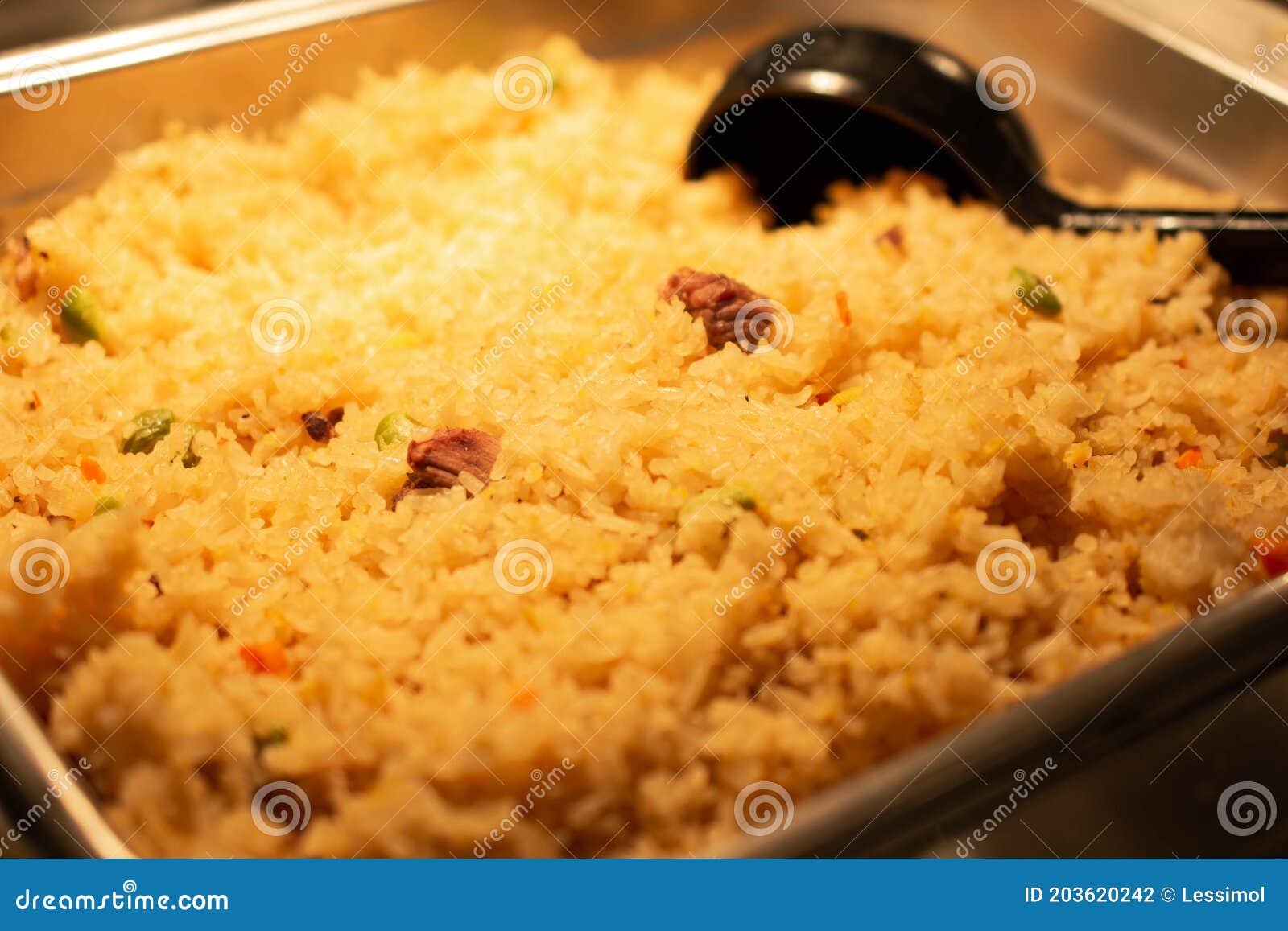 Fried Rice in Buffet Restaurant with Warm Light. Stock Photo - Image of ...