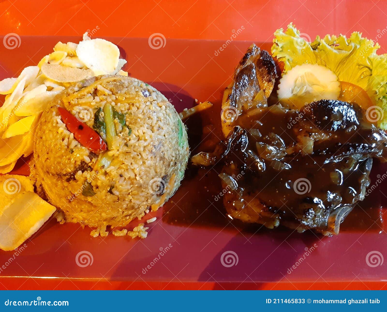 Fried Rice with Chicken Grill Stock Image - Image of dessert, produce ...