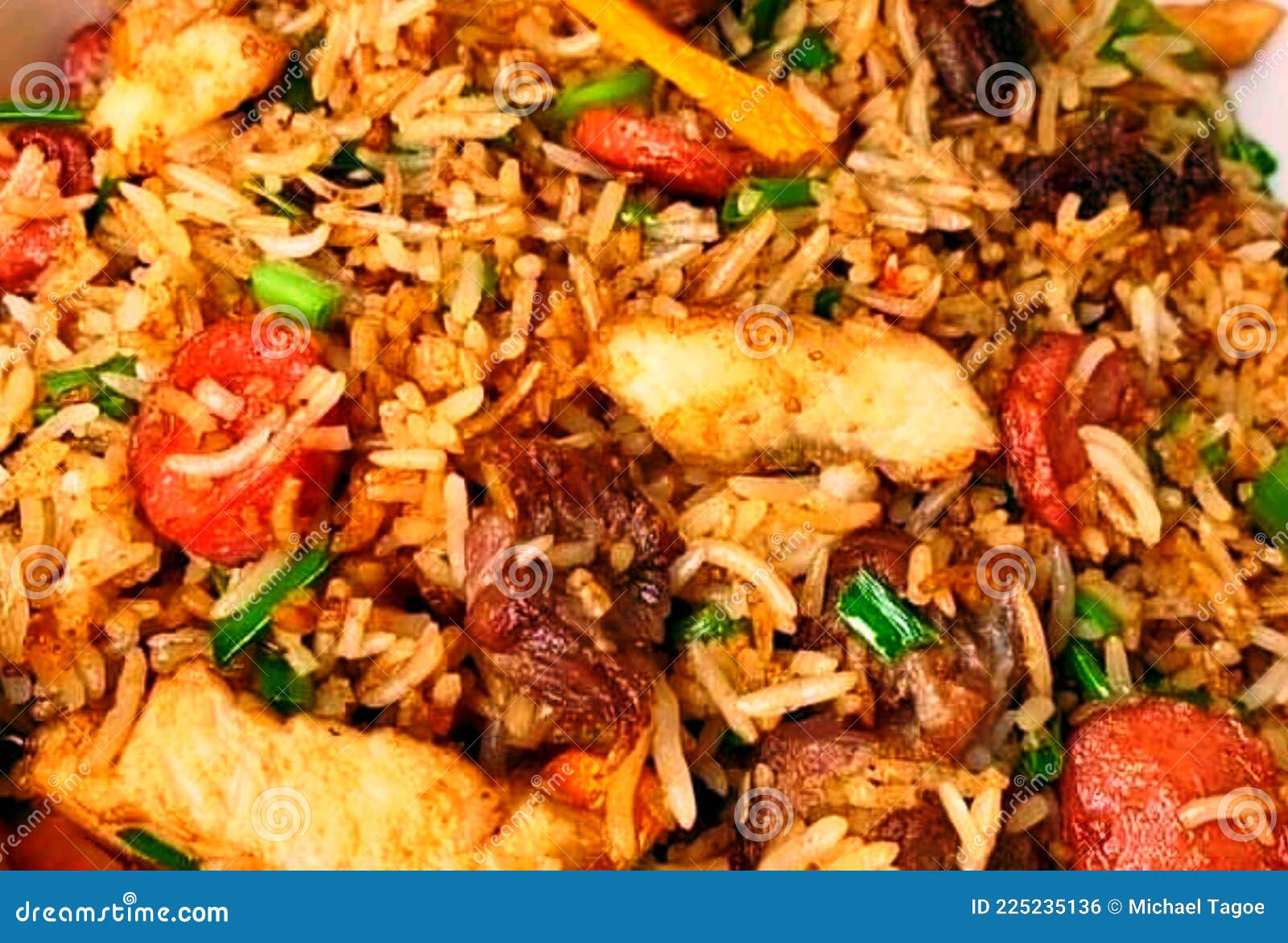 Fried Rice with Chicken Meat. Stock Photo - Image of table, meal: 225235136