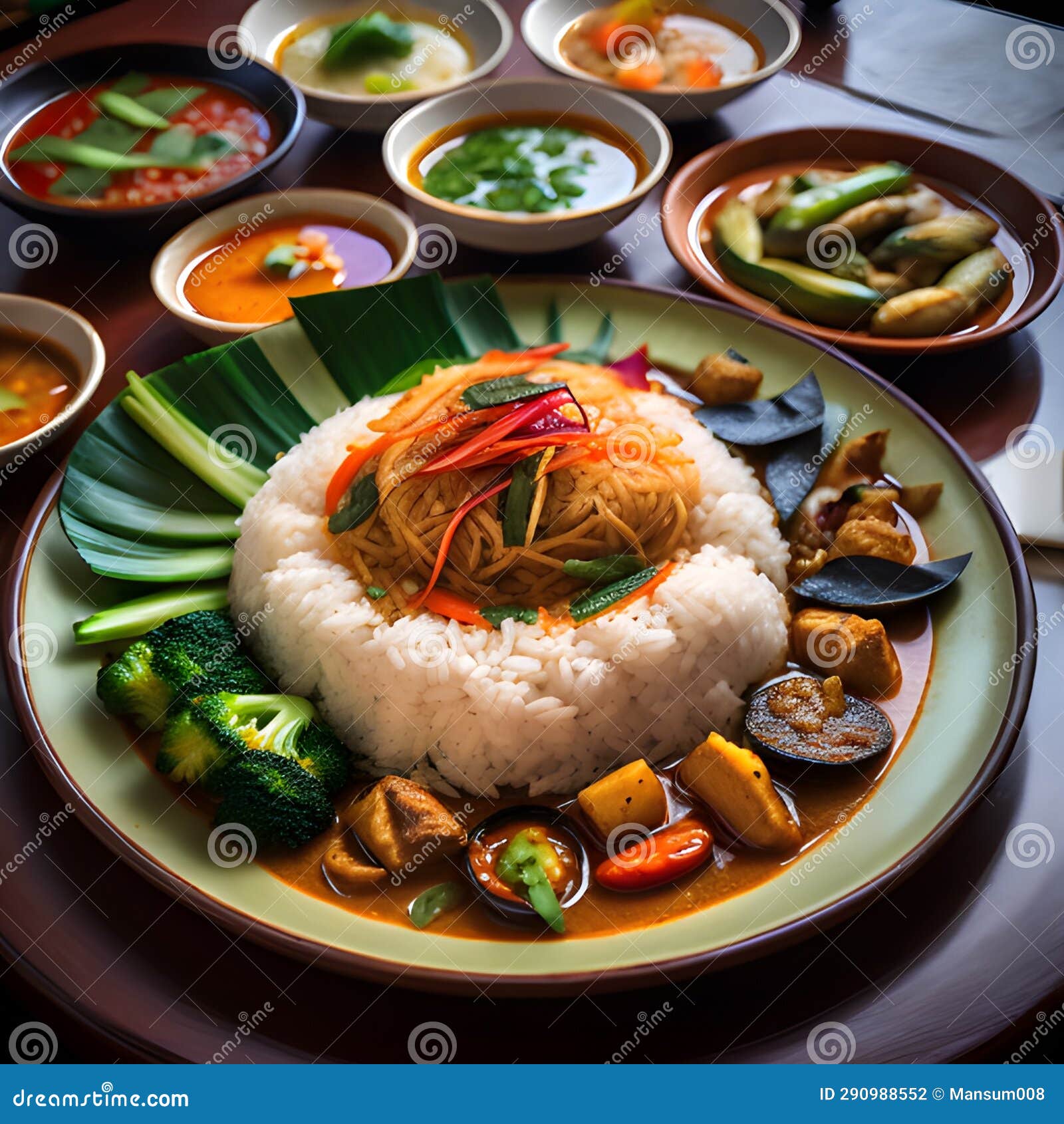 Fried Rice with Chicken and Vegetables Stock Illustration ...