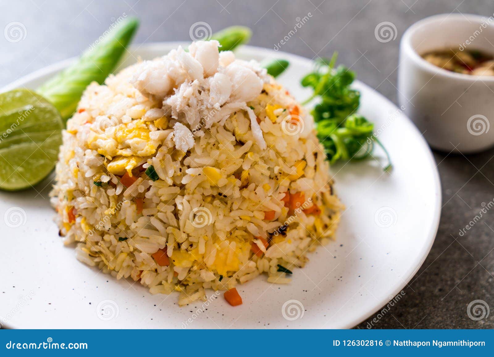 Fried rice with crab stock photo. Image of healthy, thai - 126302816