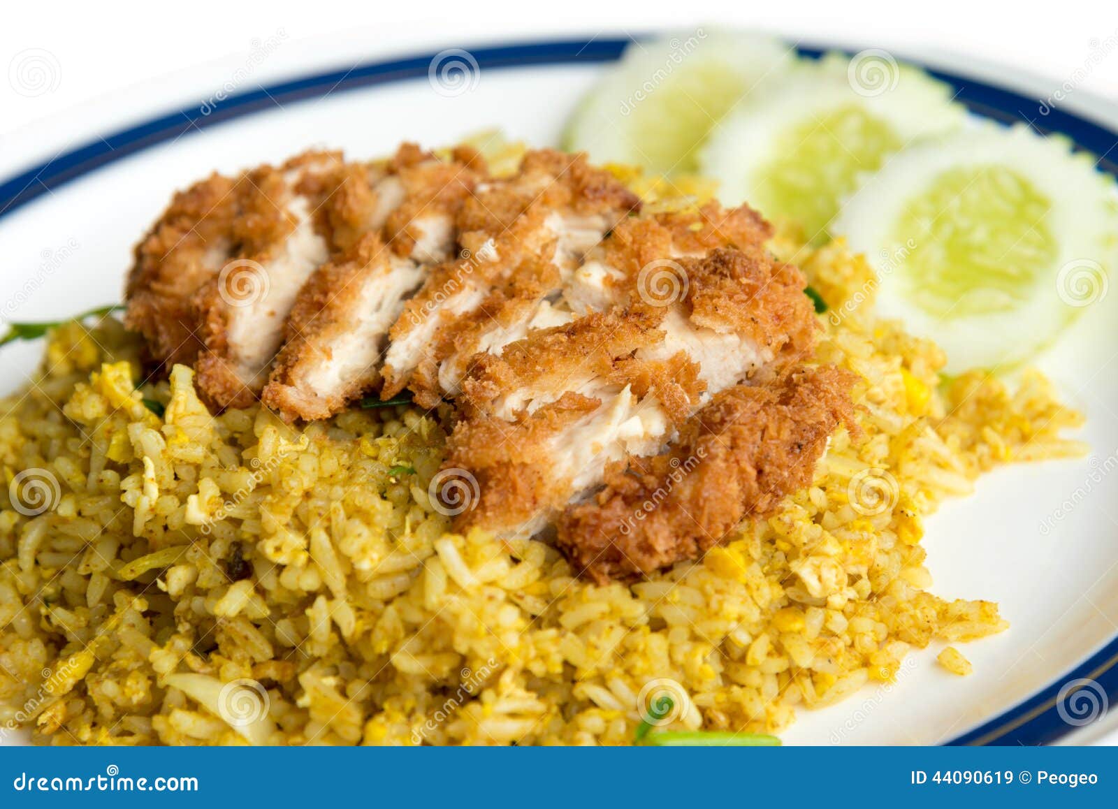Fried Rice with Crispy Chicken Stock Image - Image of plate, fried ...