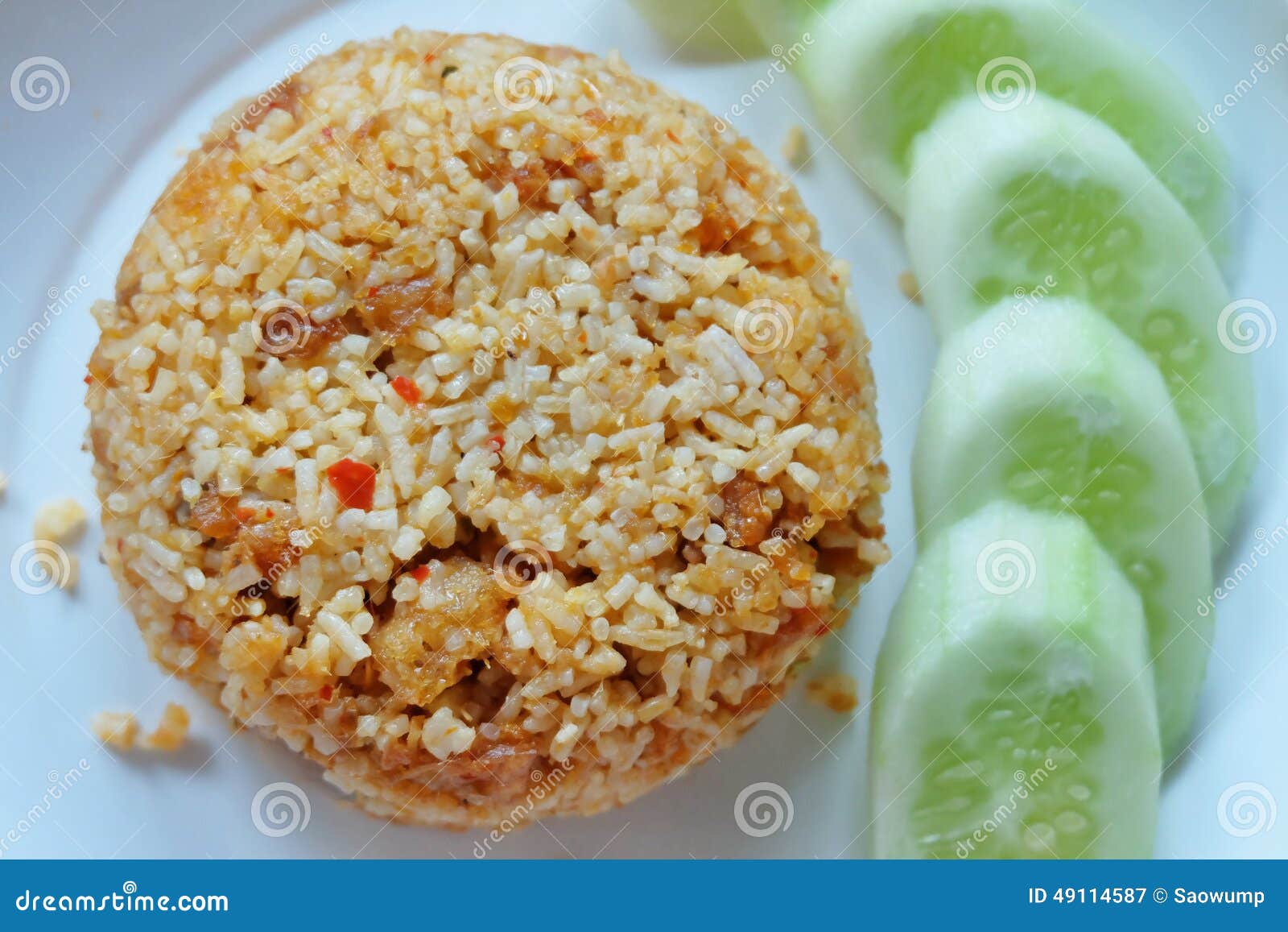 Fried Rice with Crispy Pork and Chili Paste Stock Image - Image of ...