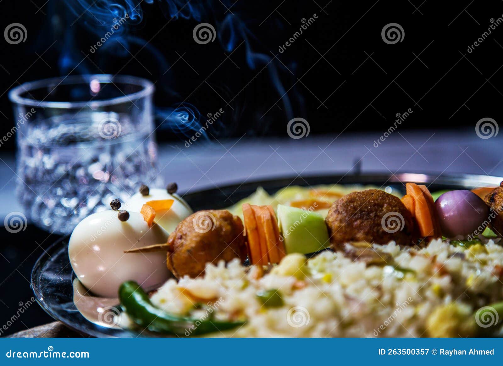 Fried rice with decoration stock image. Image of green - 263500357