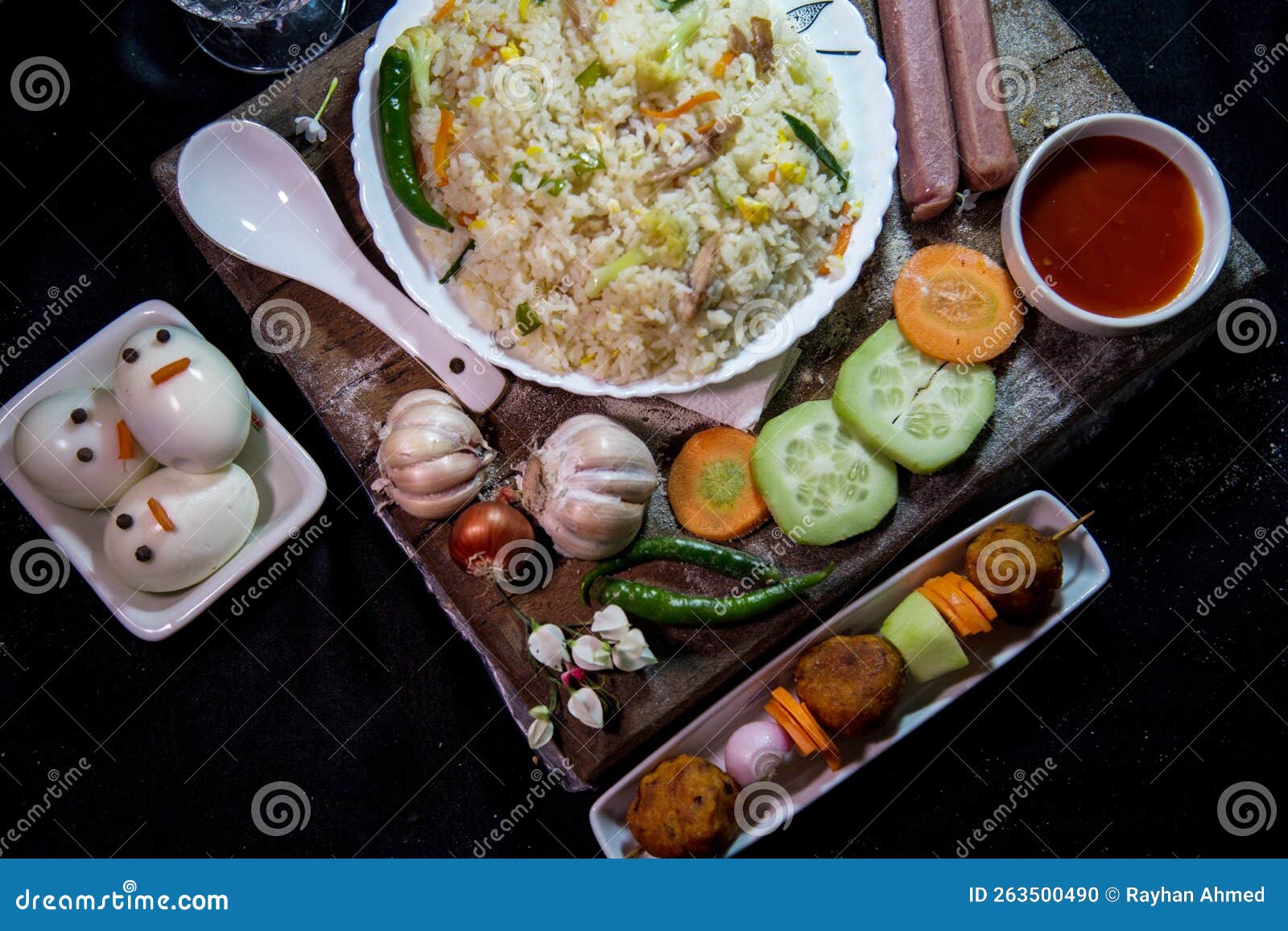 Fried rice with decoration stock photo. Image of angiospermae - 263500490