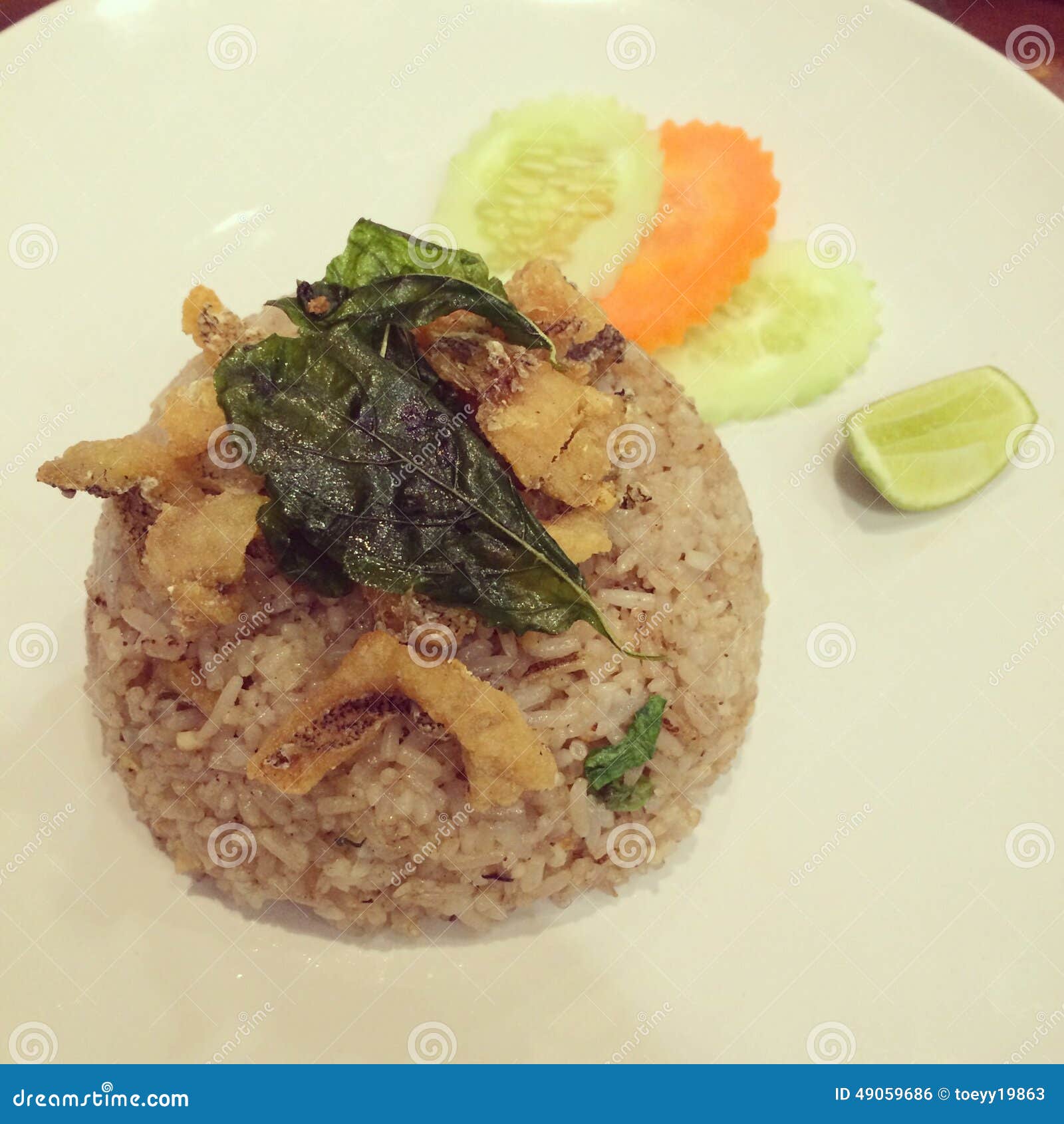 Fried Rice with Deep Fried Fish Stock Photo - Image of sweet, vegetable ...