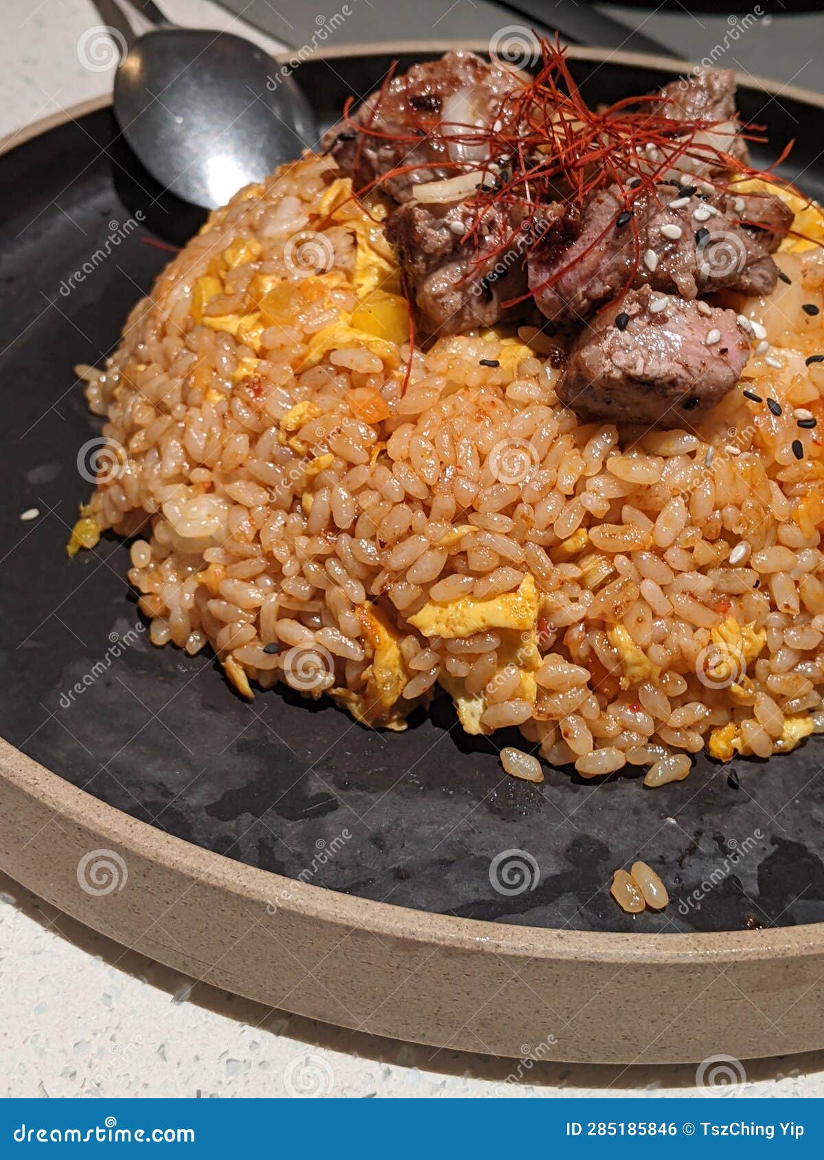Fried Rice with Diced Wagyu Beef Stock Photo - Image of asian, rice ...