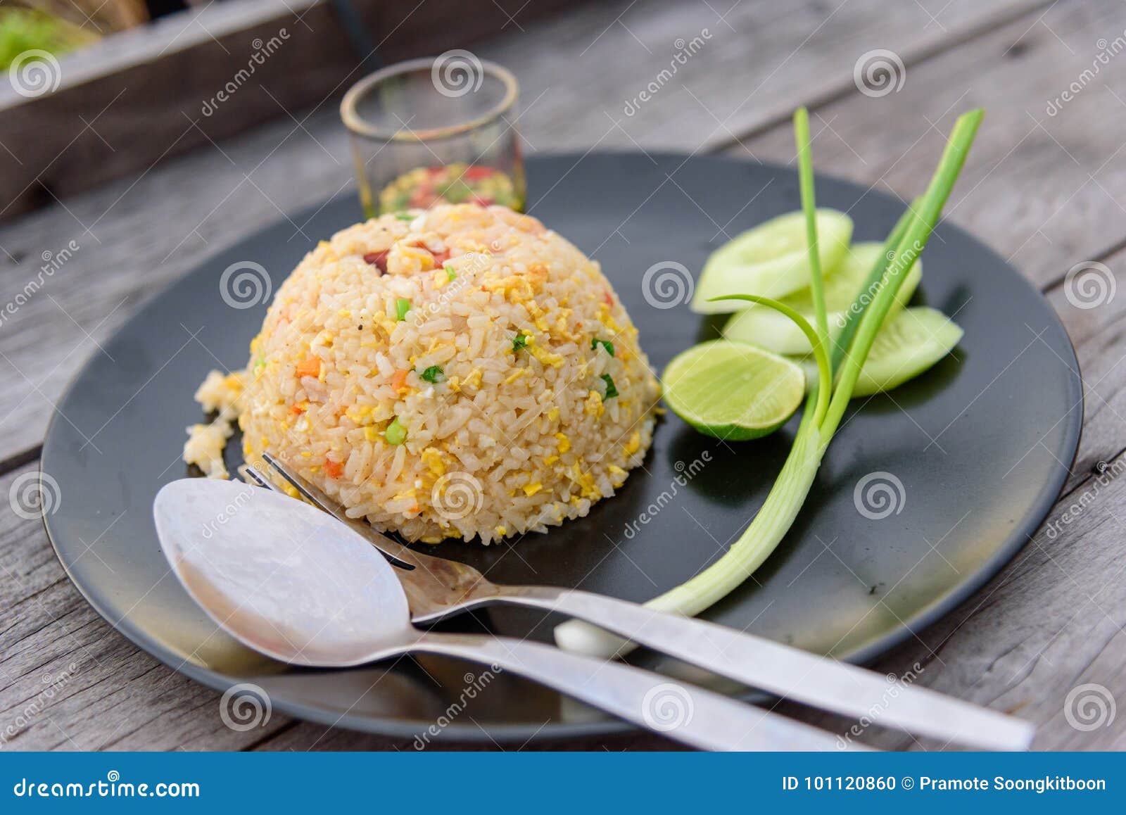 Fried rice in the disk stock photo. Image of cooking - 101120860