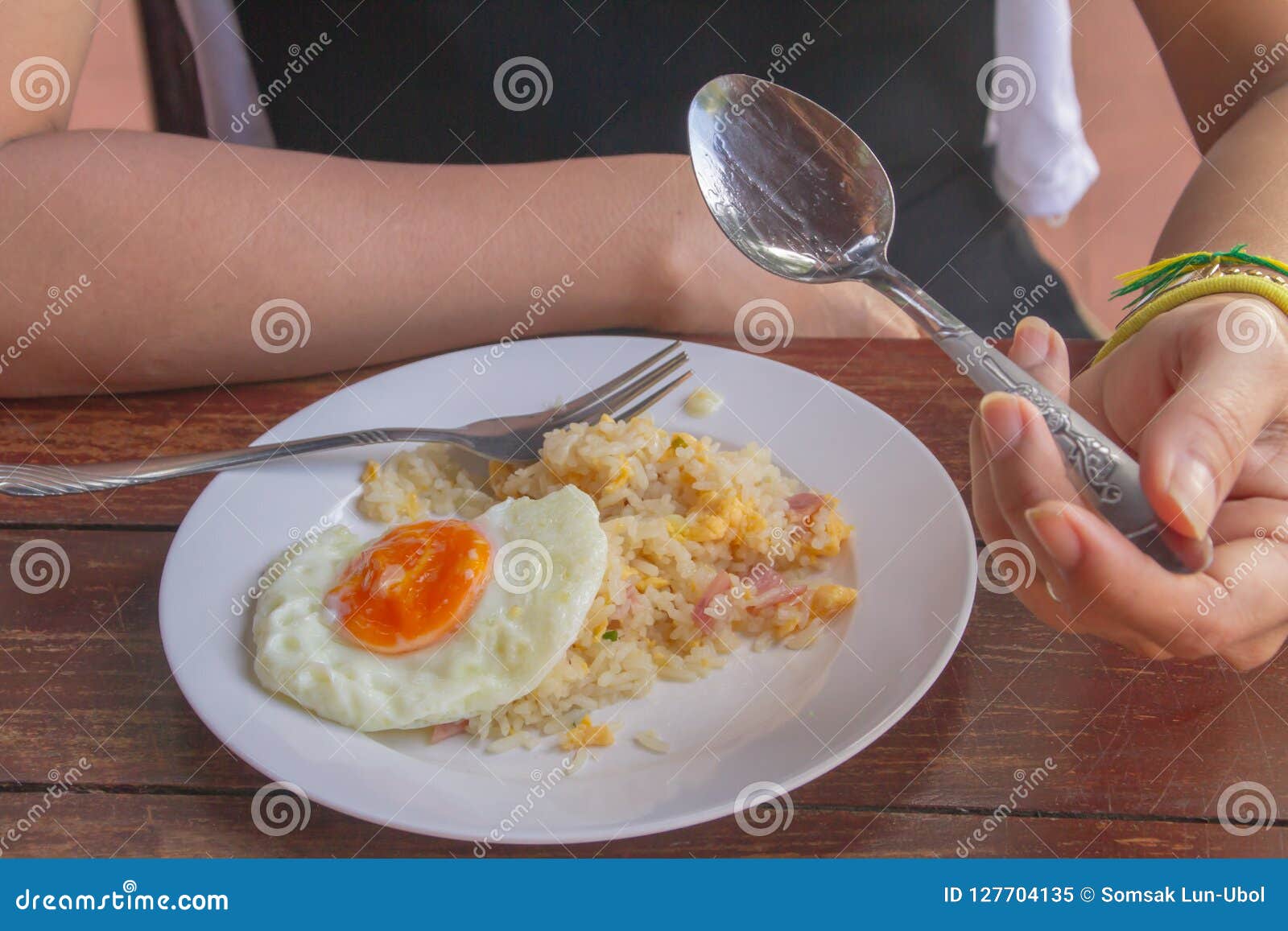 Fried Rice with Eggs stock image. Image of asian, cooking - 127704135