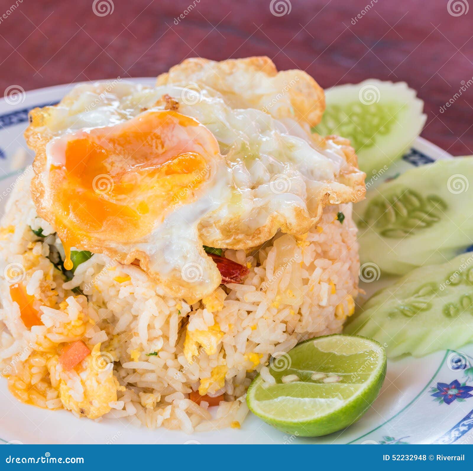 Fried rice with fried egg stock photo. Image of onion - 52232948