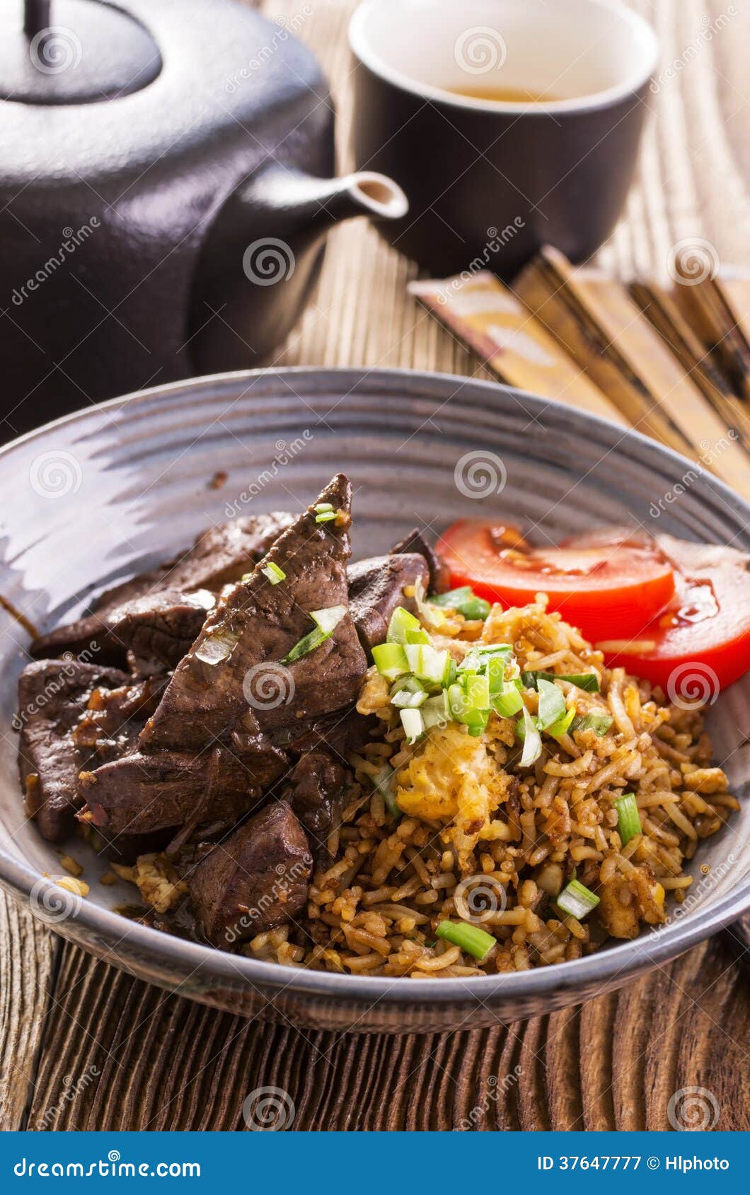 Fried Rice with Liver stock image. Image of phat, asia - 37647777