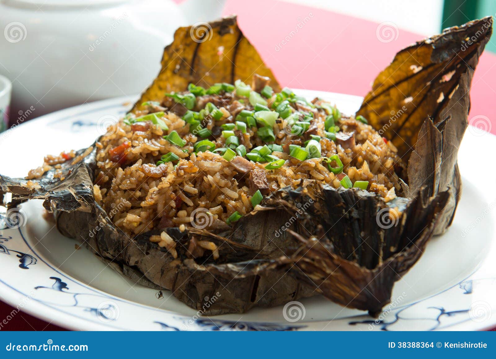 Fried rice in lotus leaf stock photo. Image of leaf, closeup - 38388364
