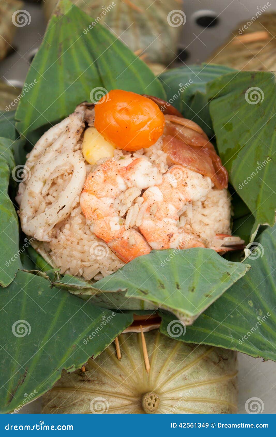 Fried rice in lotus leaf stock image. Image of thai, food - 42561349