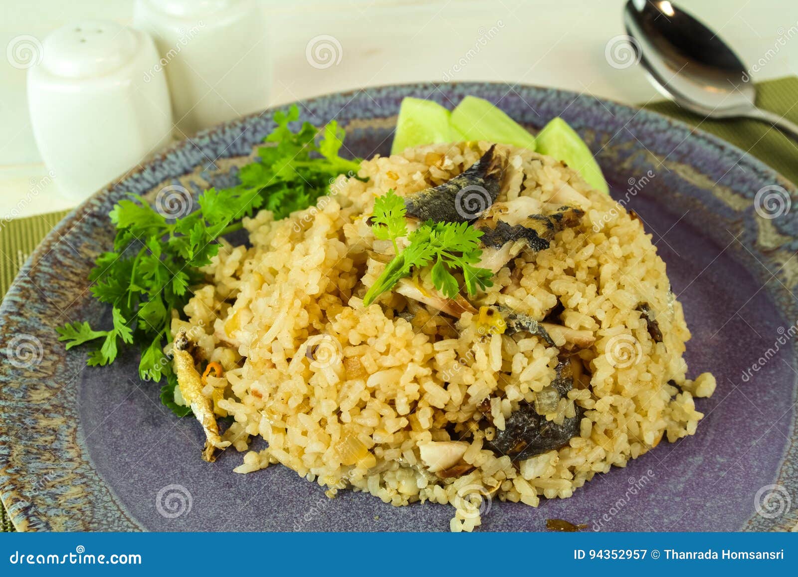 Fried Rice with Mackerel and Shrimp Paste Stock Image - Image of ...
