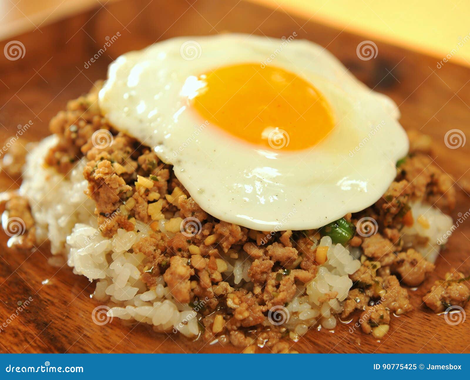 Fried Rice with Minced Beef and Eggs Stock Image - Image of fried ...