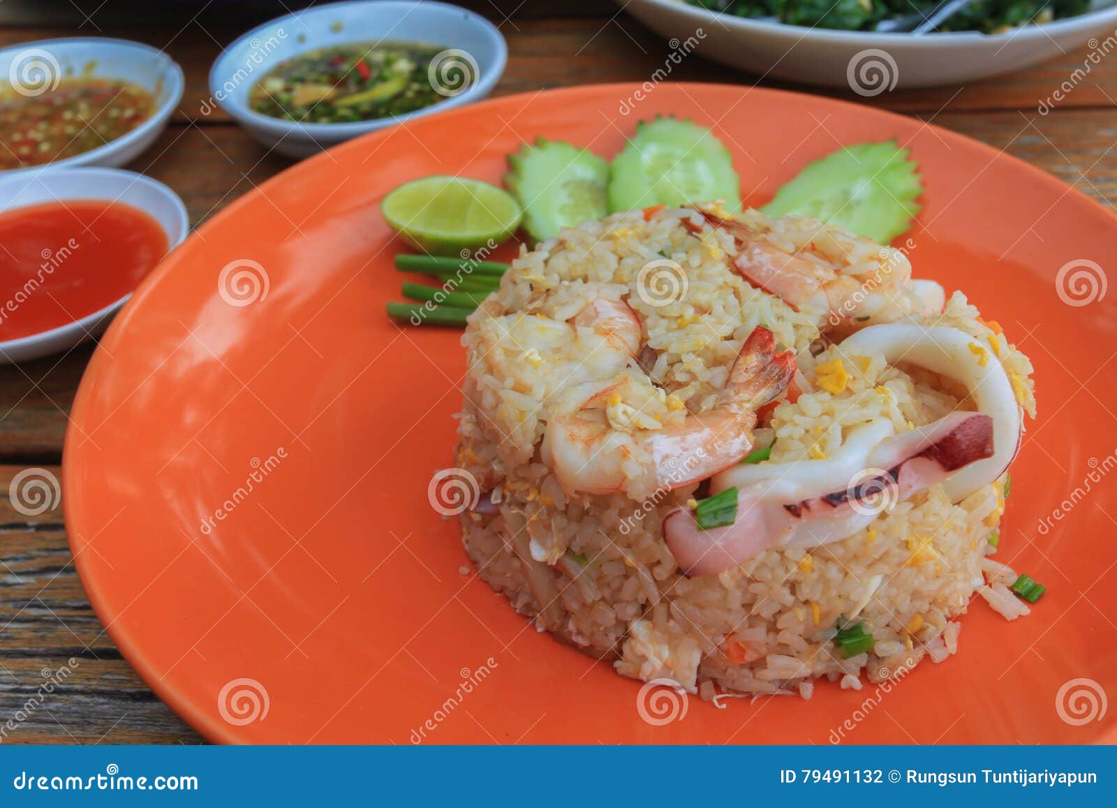 Fried Rice with Mixed Seafood Stock Photo - Image of plate, dinner ...