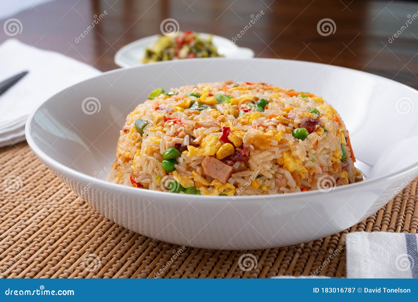 Fried rice mound stock image. Image of shelf, text, product - 183016787