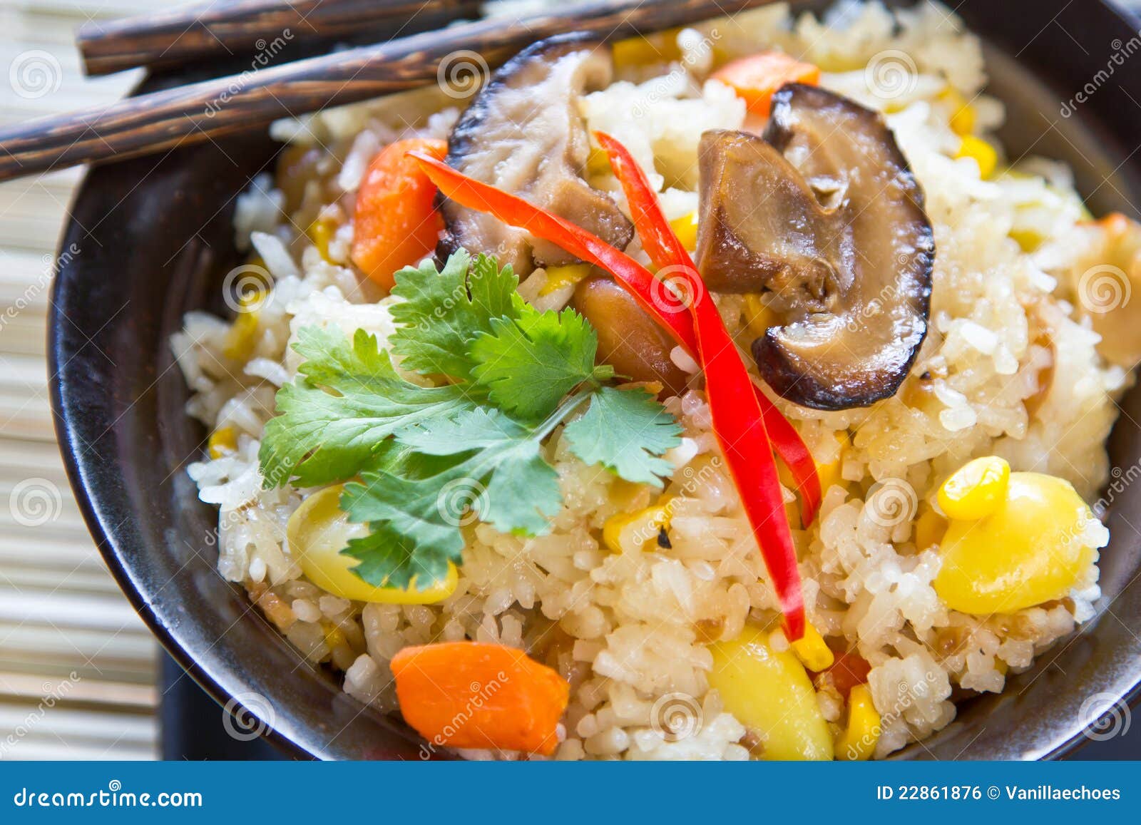 Fried Rice with Mushroom,sweet Corn and Carrot Stock Photo - Image of ...