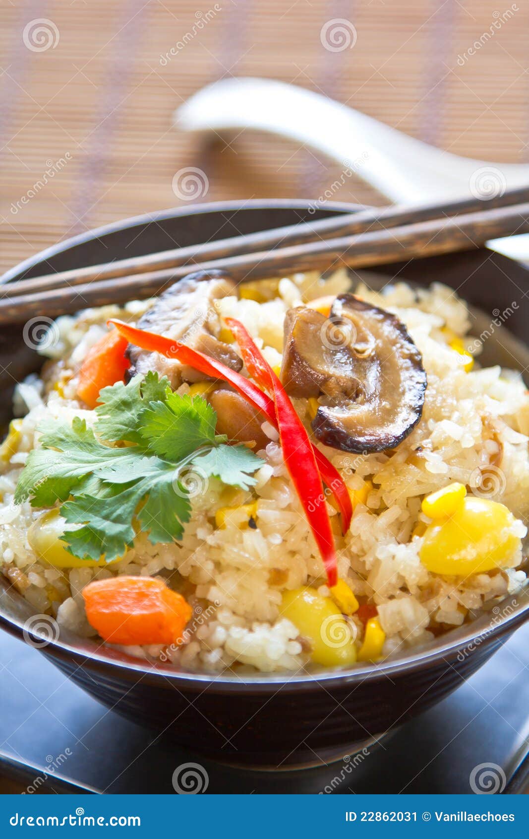 Fried Rice with Mushroom,sweet Corn and Carrot Stock Image - Image of ...