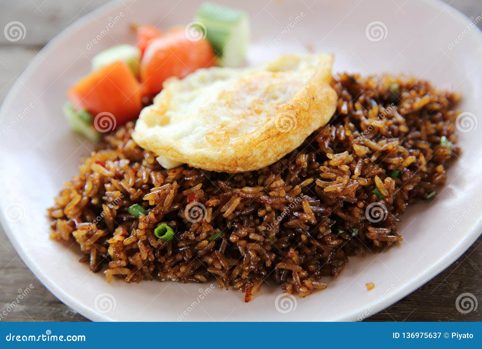 Fried Rice Nasi Goreng with Chicken and Vegetables Stock Image - Image ...