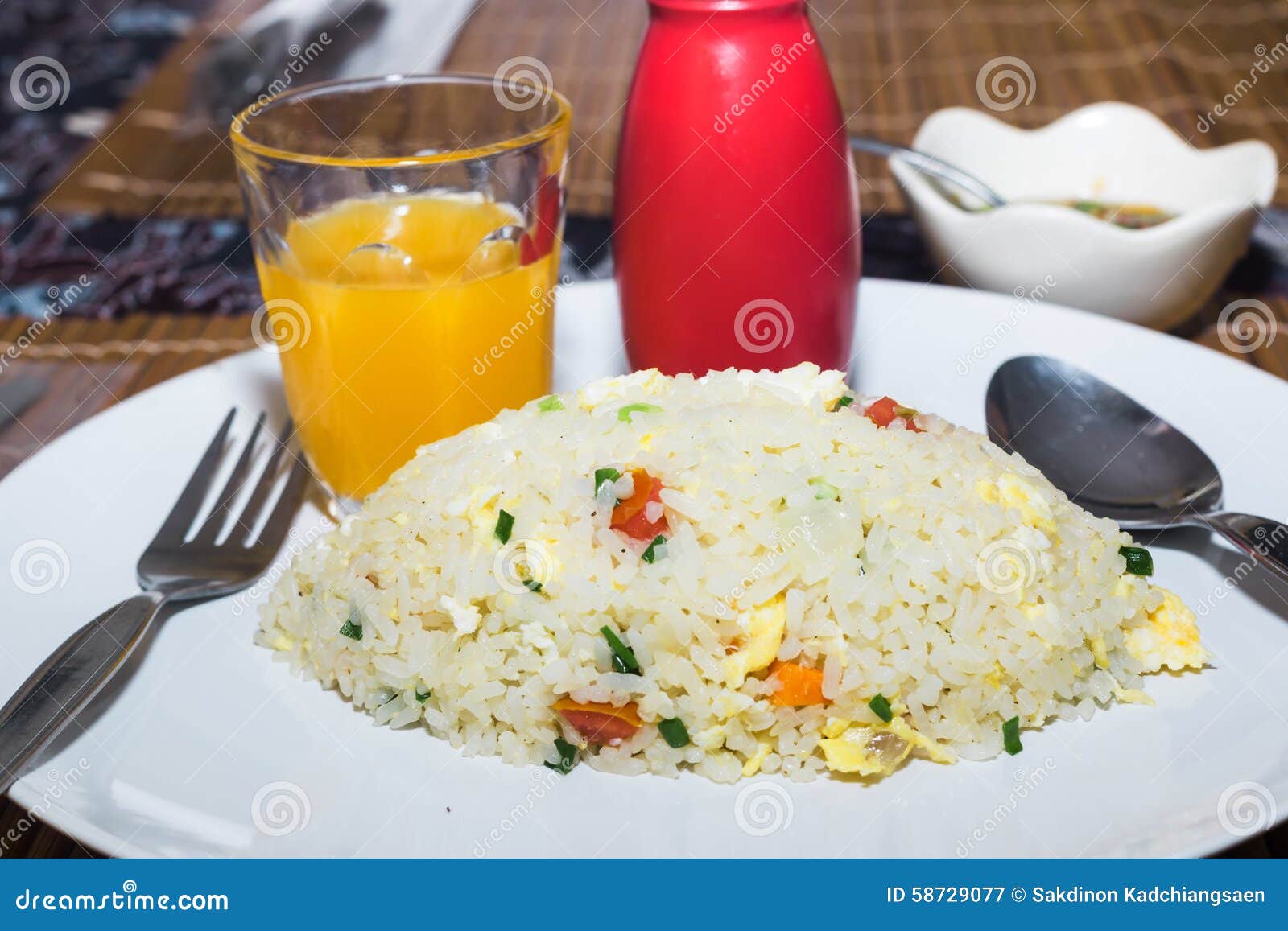 Fried Rice with Orange Juice Stock Image - Image of salad, rice: 58729077
