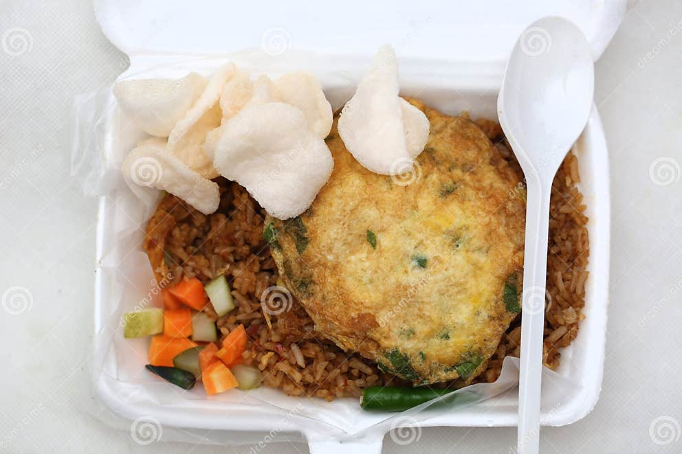 Fried Rice Package in a White Box Stock Photo - Image of salad, cuisine ...