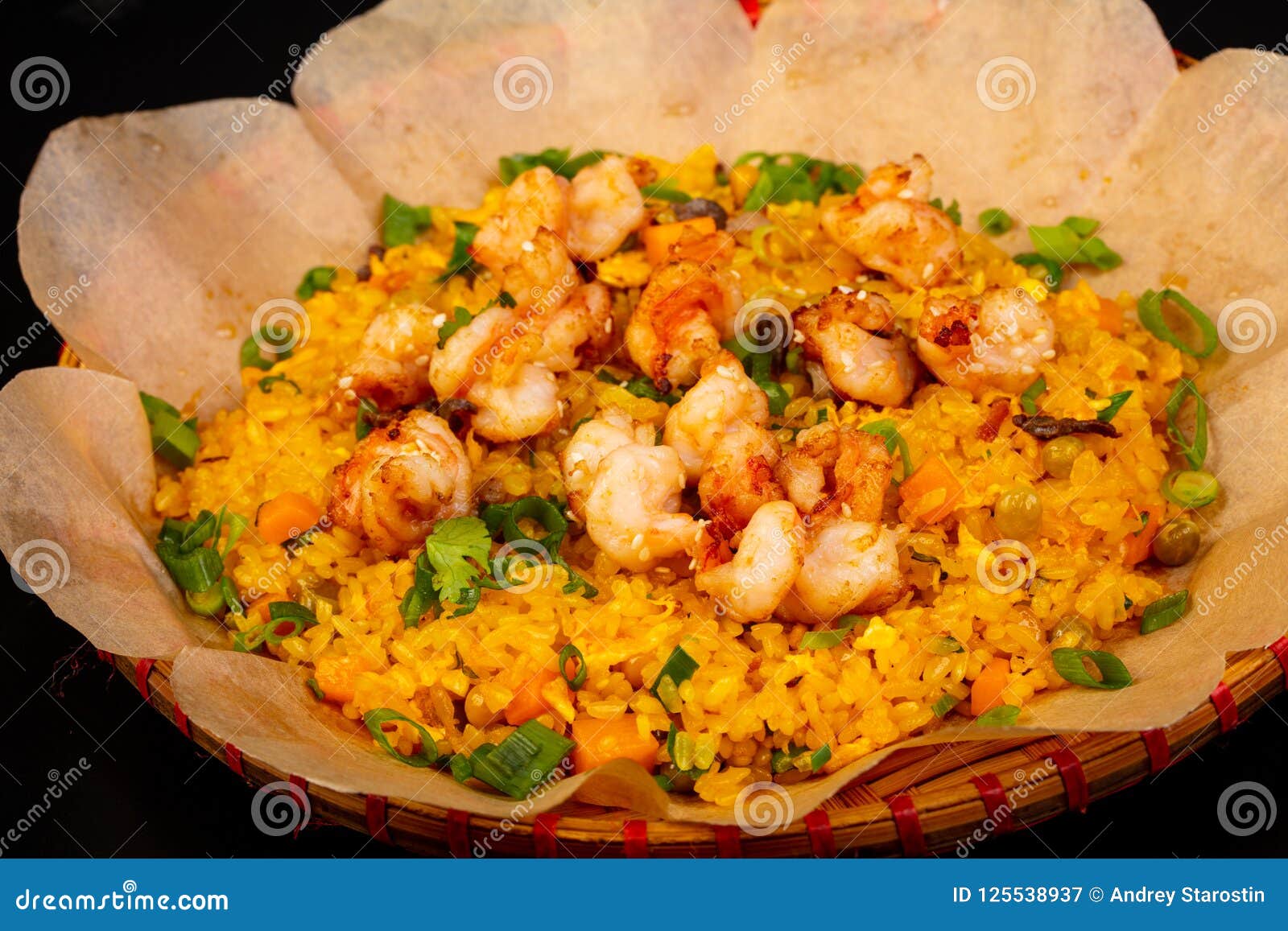 Fried rice with prawn stock image. Image of isolated - 125538937