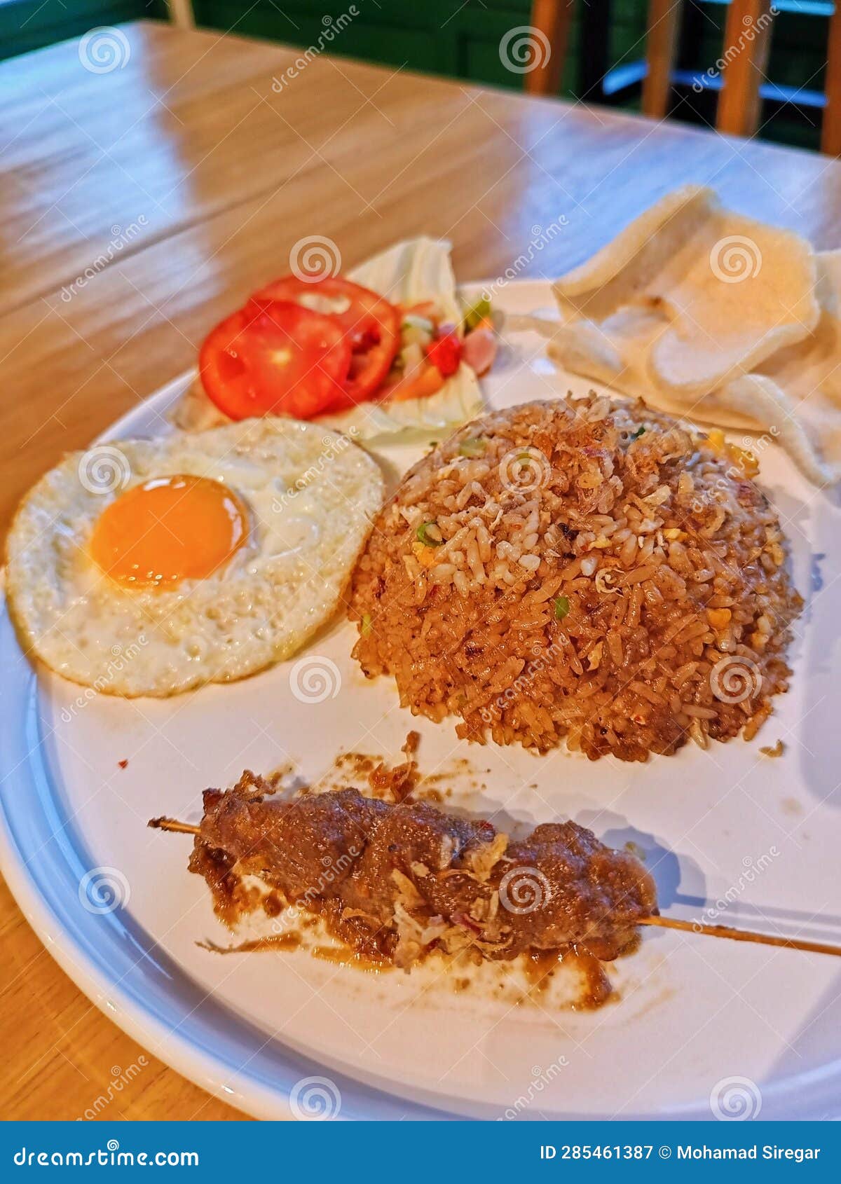 Fried Rice with satay stock image. Image of rice, satay - 285461387